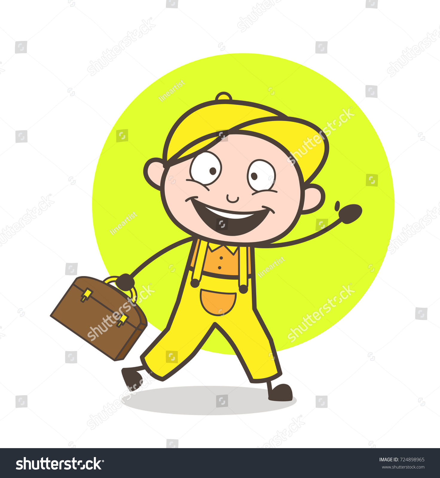 Cartoon Happy Worker Vector Illustration Stock Vector (Royalty Free ...