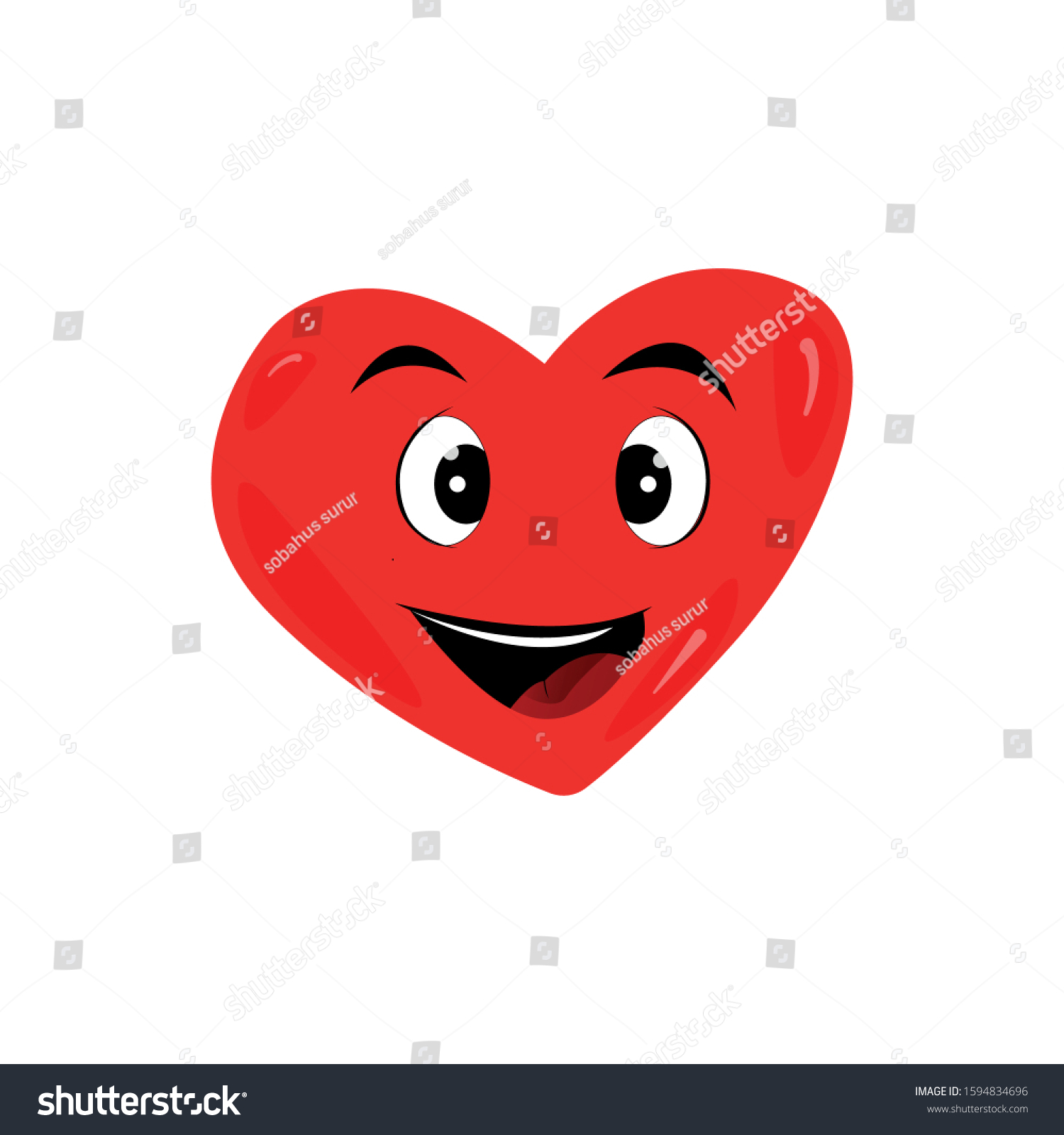 Vektor Stok Cartoon Heart Character Design Template Vector (Tanpa ...