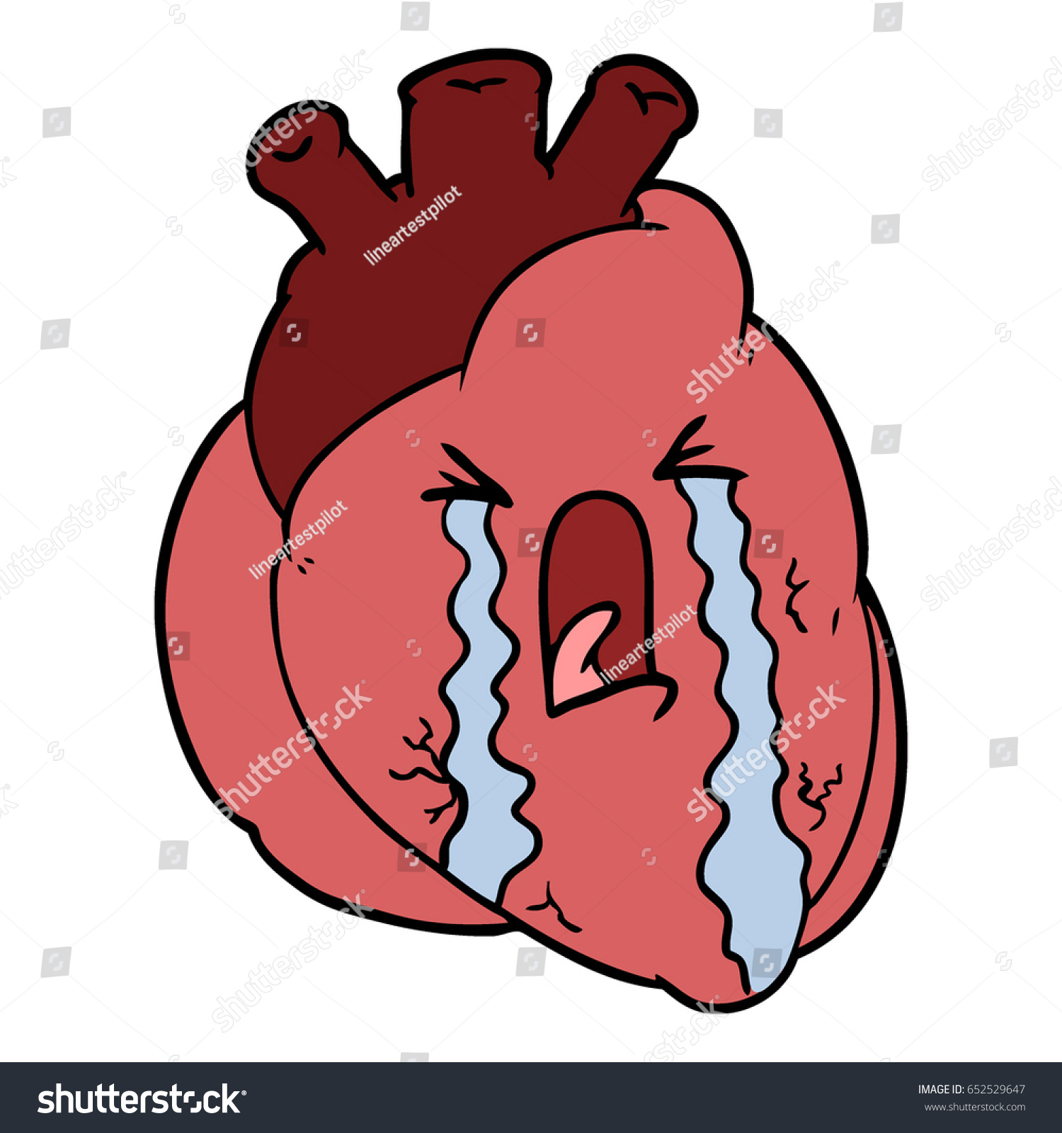 Cartoon Heart Crying Stock Vector (Royalty Free) 652529647 | Shutterstock