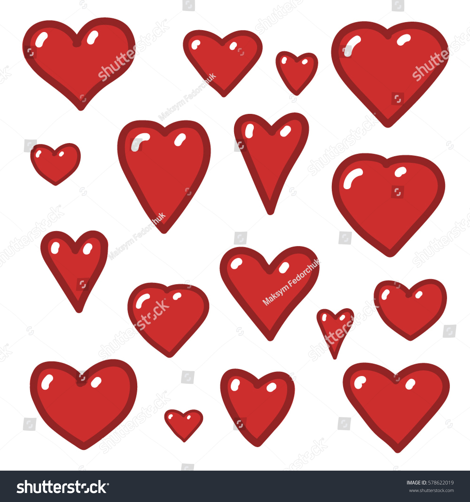 Cartoon Hearts Stock Vector (Royalty Free) 578622019 | Shutterstock