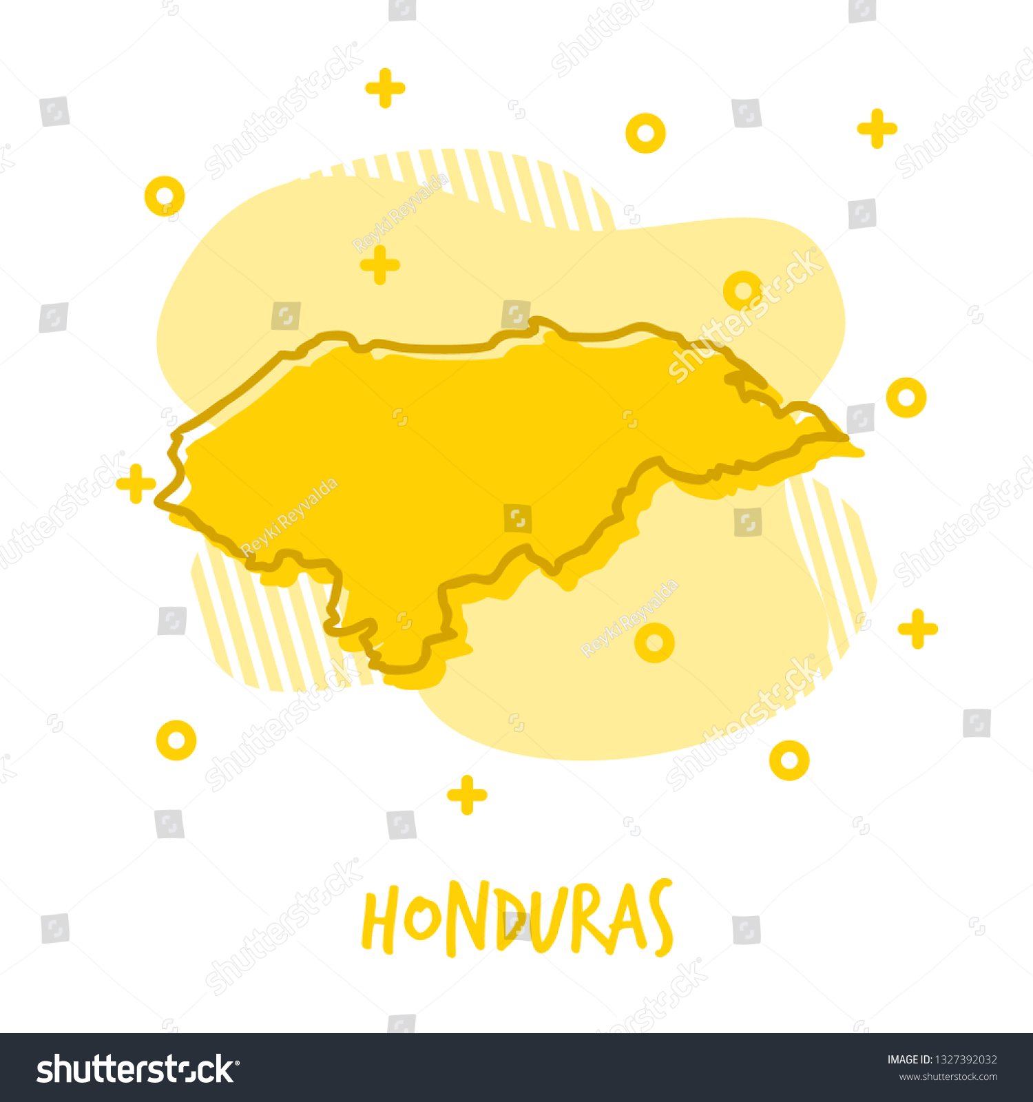 Cartoon Honduras Map Stock Vector (Royalty Free) 1327392032
