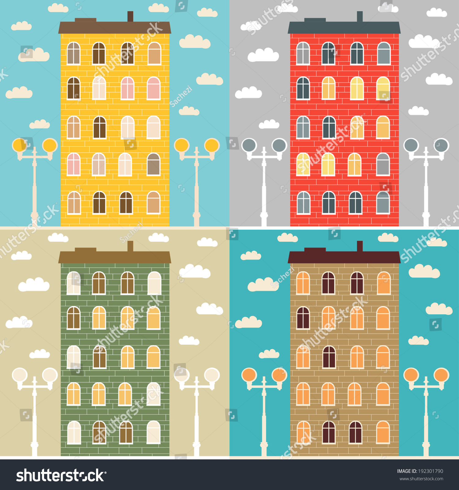 Cartoon House Set Stock Vector (Royalty Free) 192301790 | Shutterstock
