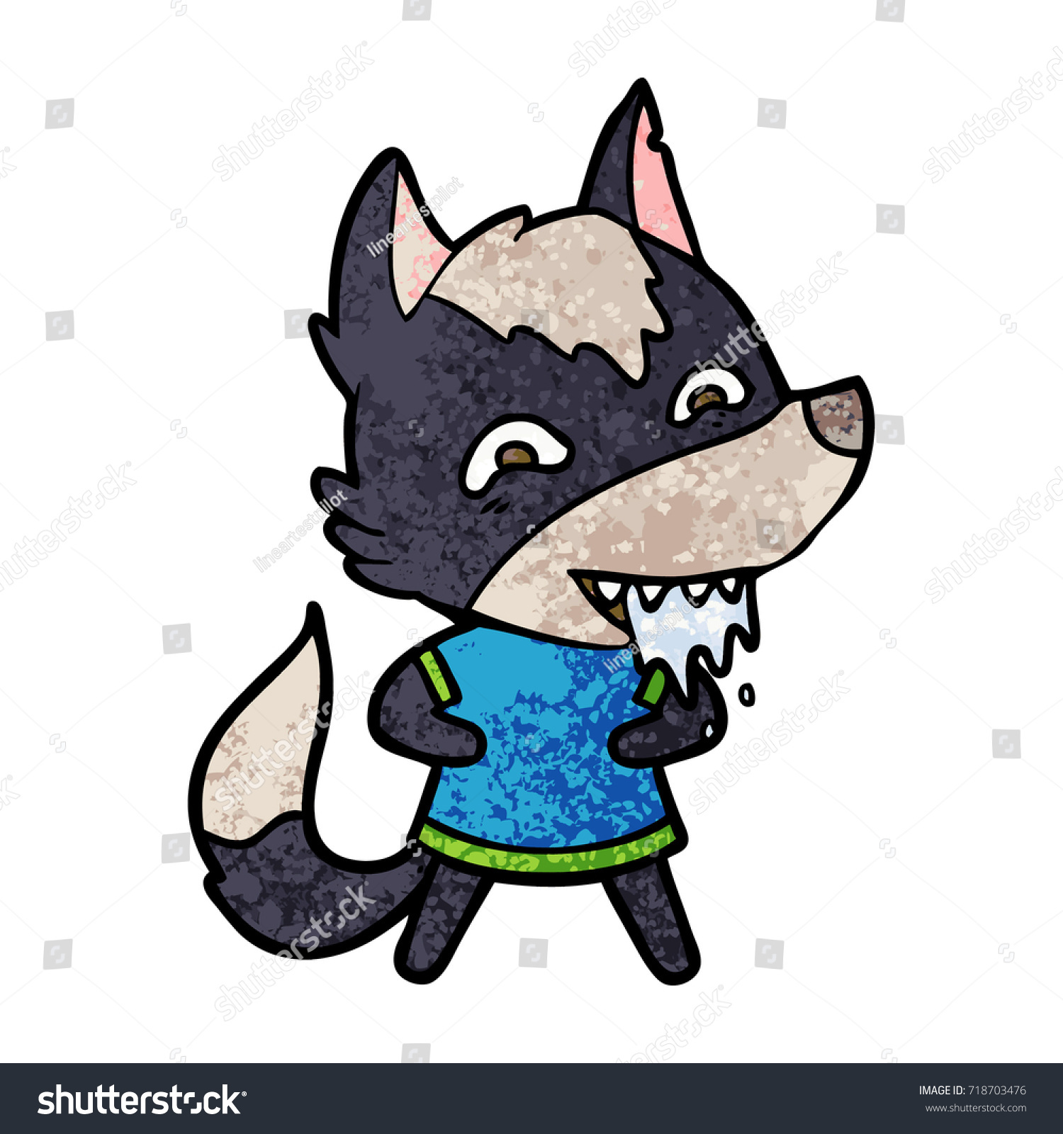 Cartoon Hungry Wolf Stock Vector (Royalty Free) 718703476