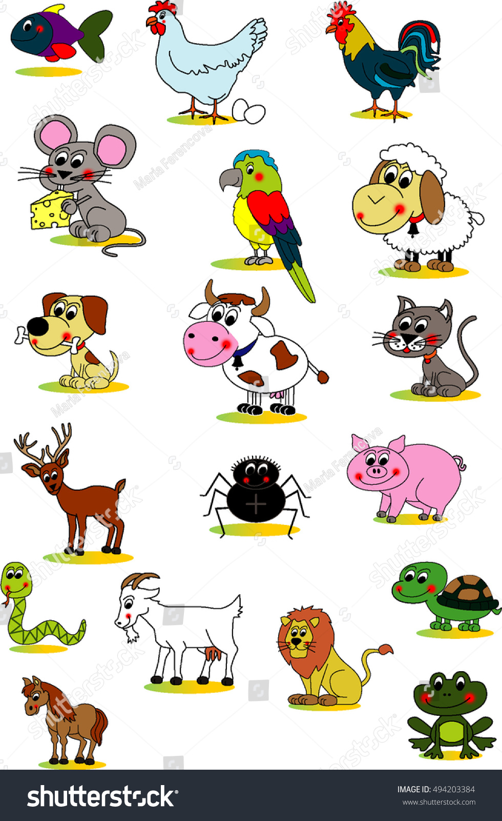 Cartoon Illustration Animals Stock Vector (Royalty Free) 494203384 ...