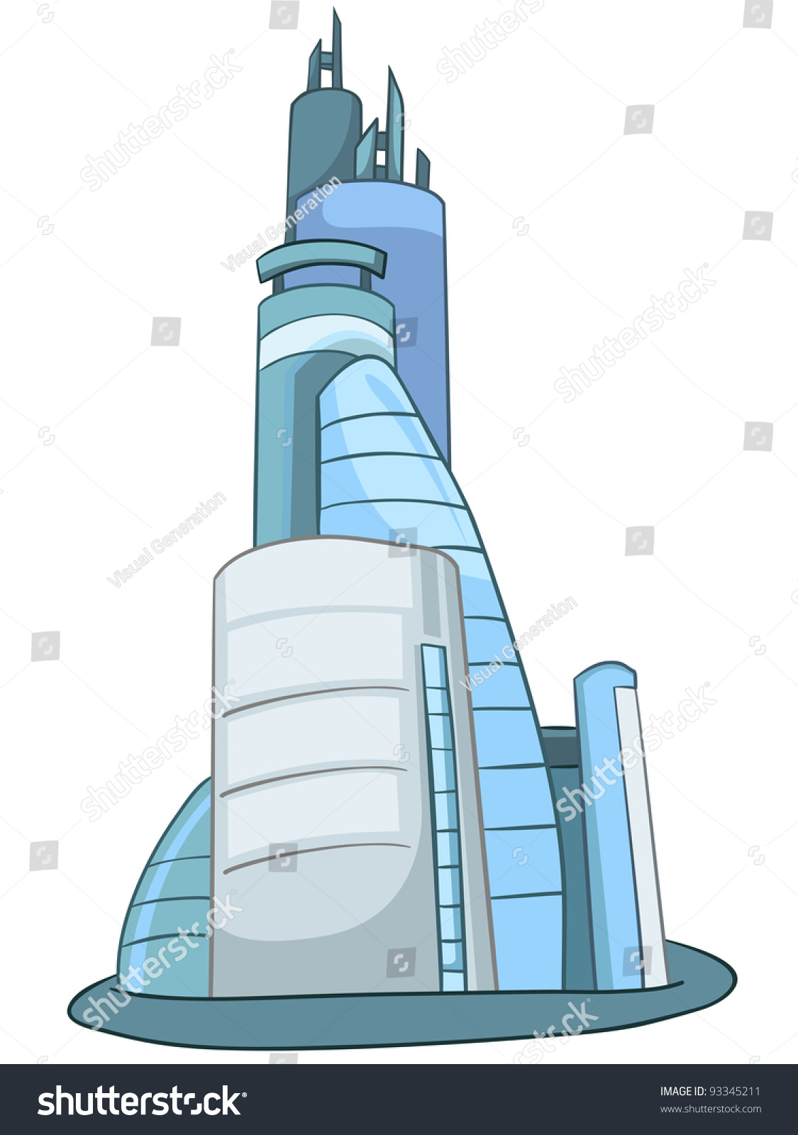 Cartoon Illustration Skyscraper Isolated On White Stock Vector (Royalty ...
