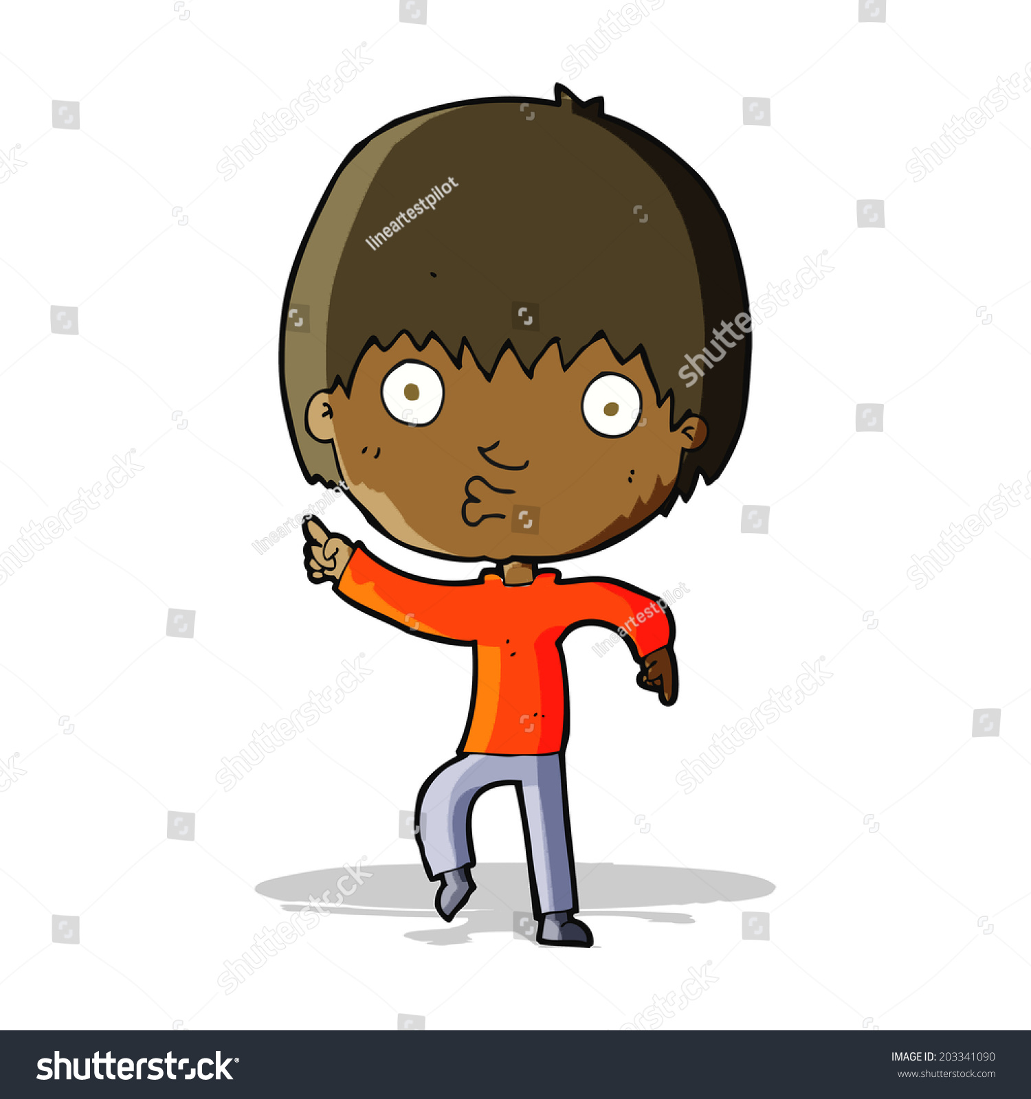 Cartoon Impressed Boy Pointing Stock Vector (Royalty Free) 203341090