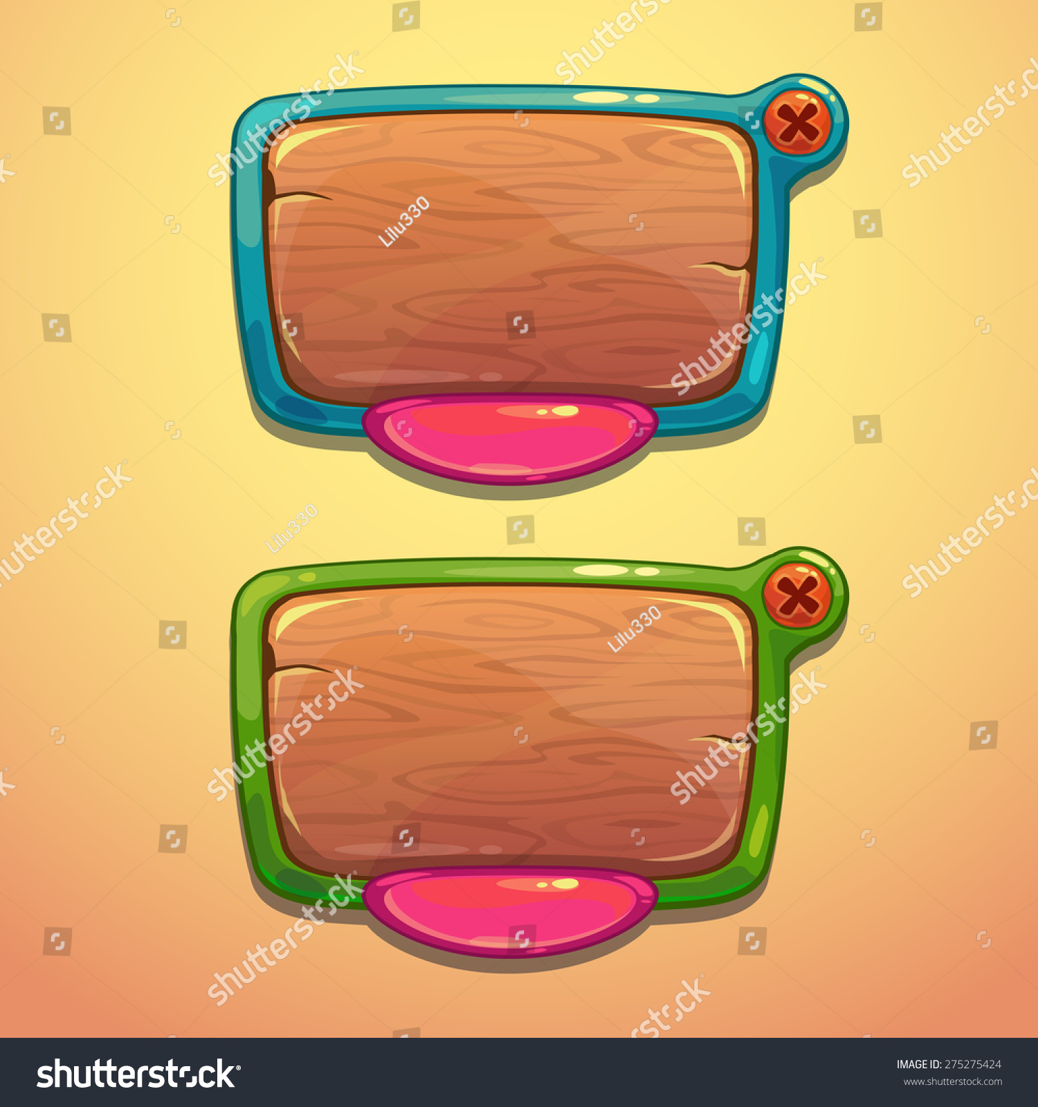 Cartoon Information Panels Vector Game Ui: Stock-Vektorgrafik ...