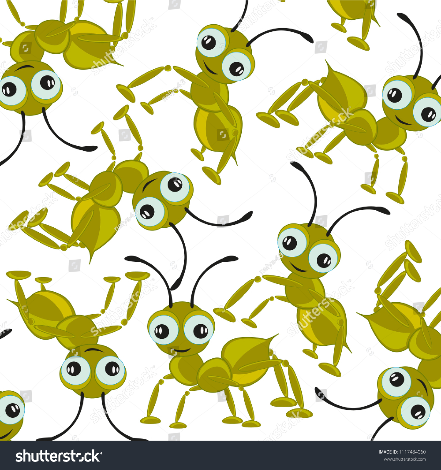 Cartoon Insect Ant Pattern On White Stock Vector (Royalty Free ...