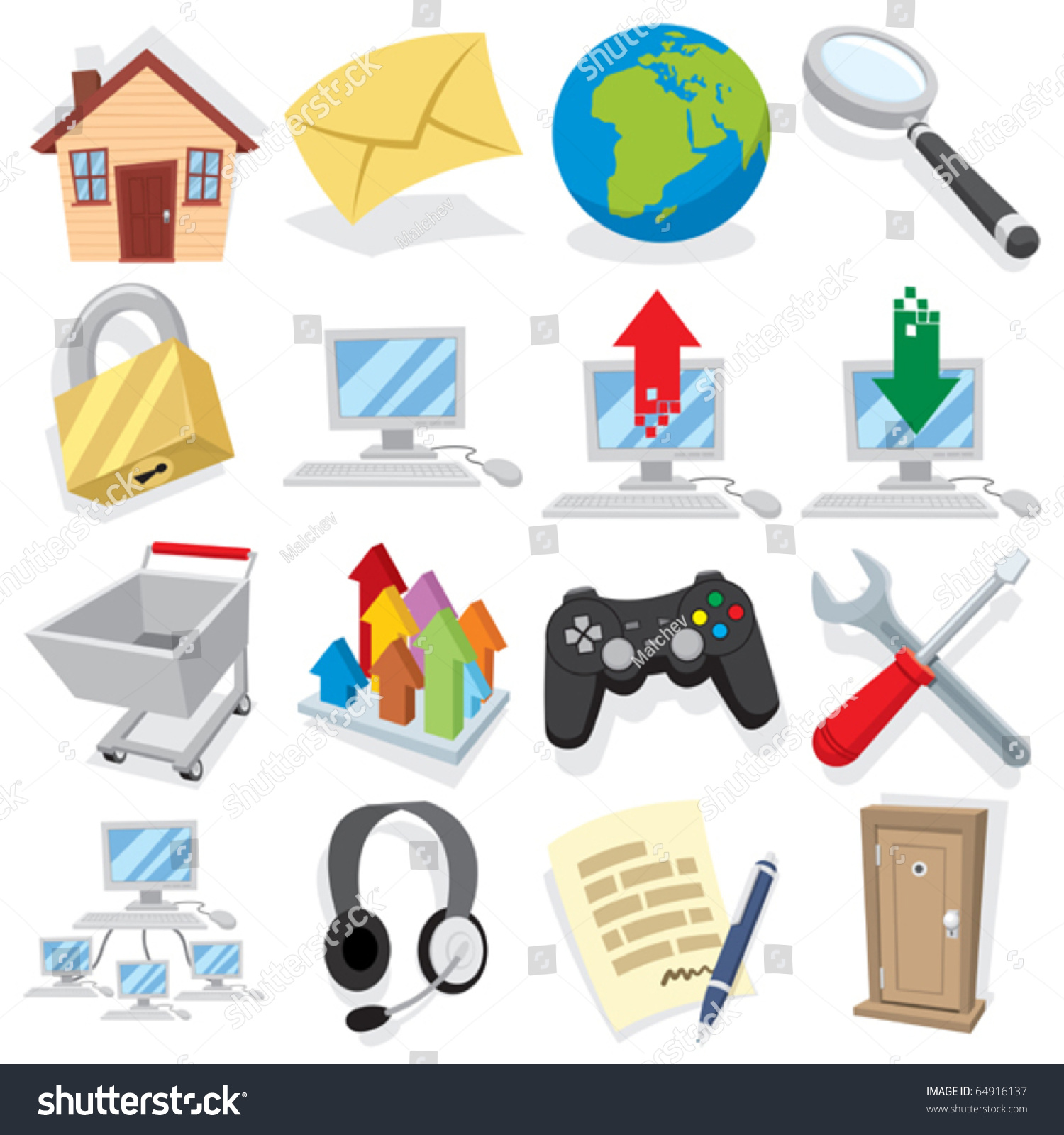 Cartoon Internet Icons Stock Vector (Royalty Free) 64916137 | Shutterstock