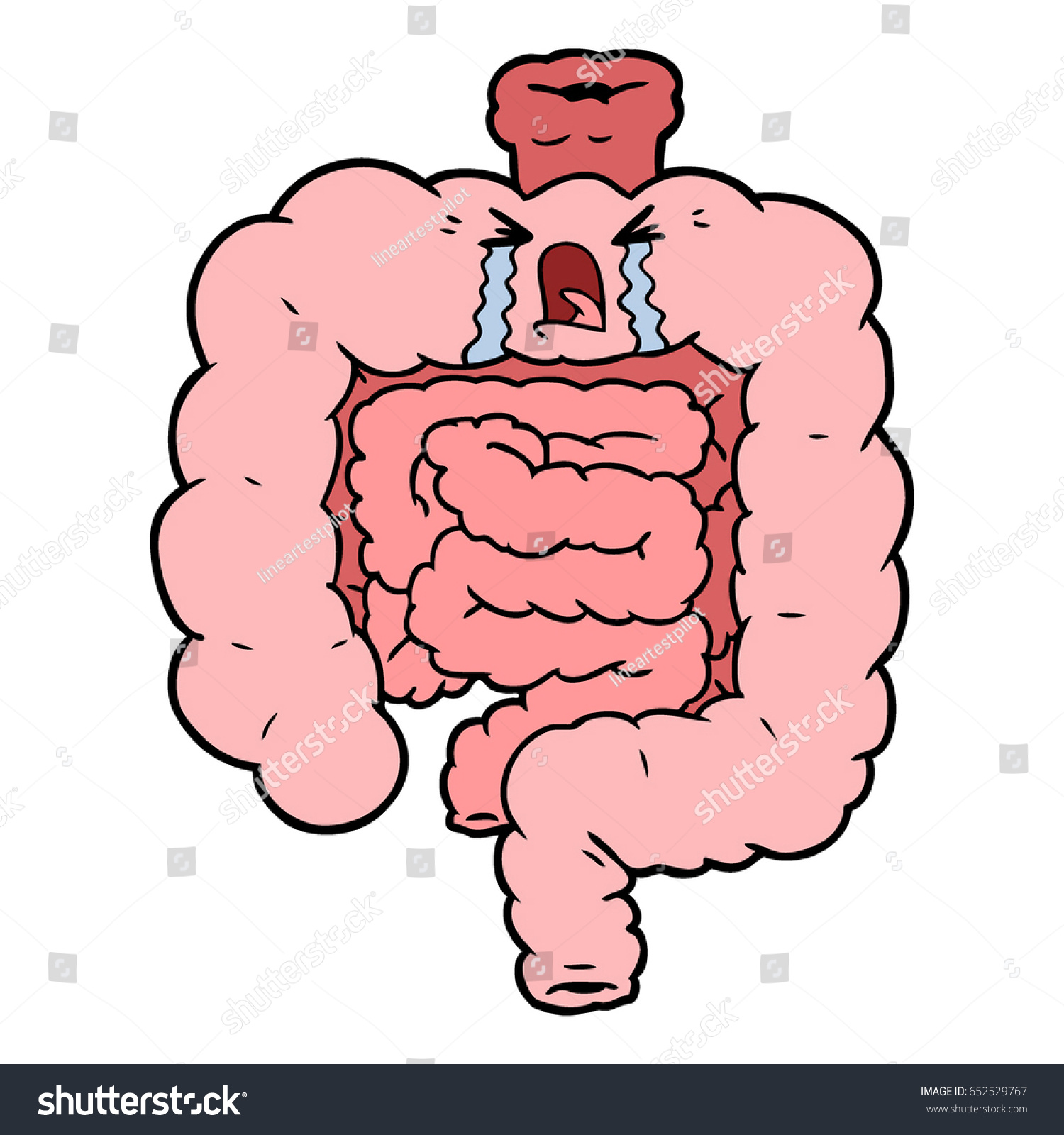 Cartoon Intestines Crying: เวกเตอร์สต็อก (ปลอดค่าลิขสิทธิ์) 652529767