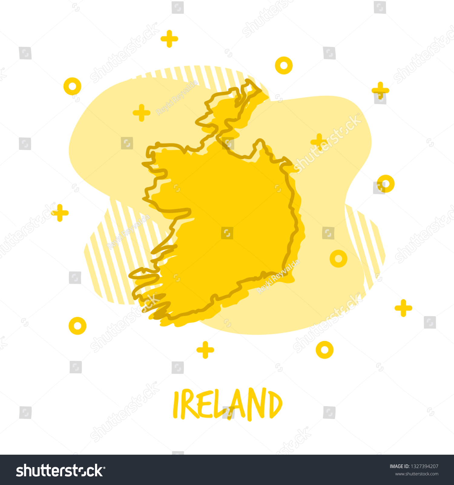Cartoon Ireland Map: vector de stock (libre de regalías) 1327394207 ...