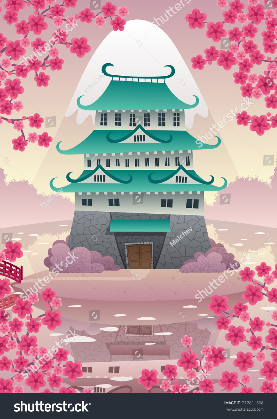 Cartoon Japanese Castle No Transparency Used Stock Vector (Royalty Free ...