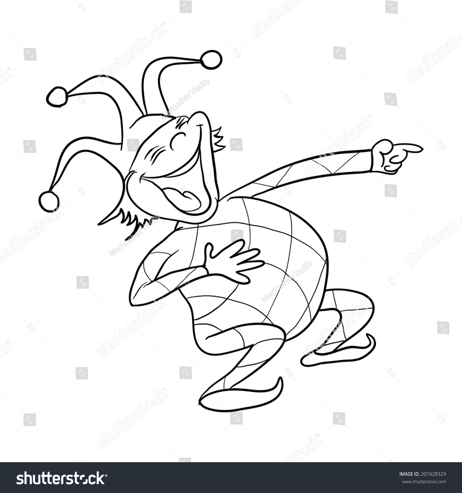 Cartoon Jester Contour Vector Illustration Stock Vector (Royalty Free ...