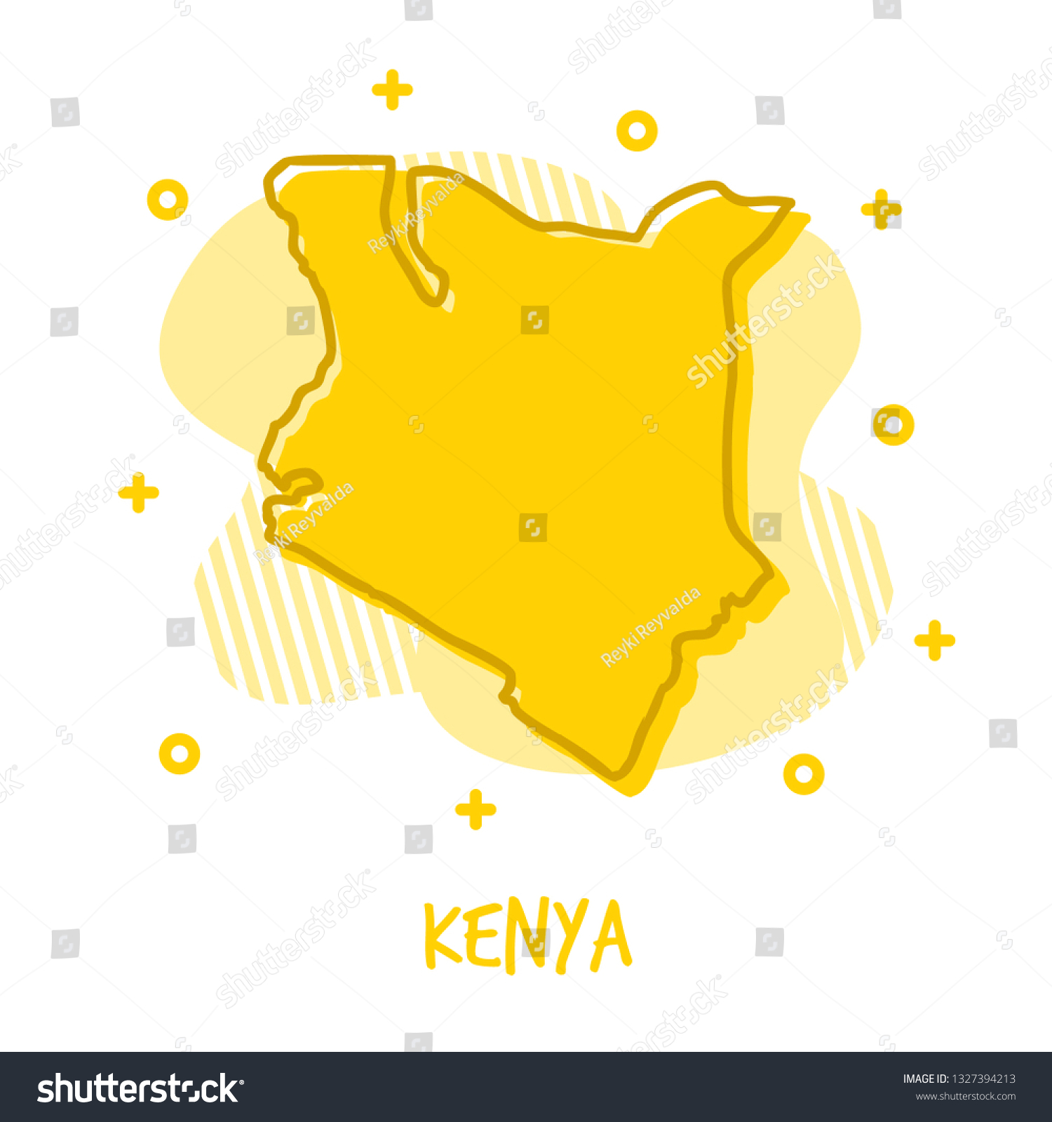 Cartoon Kenya Map Stock Vector (Royalty Free) 1327394213