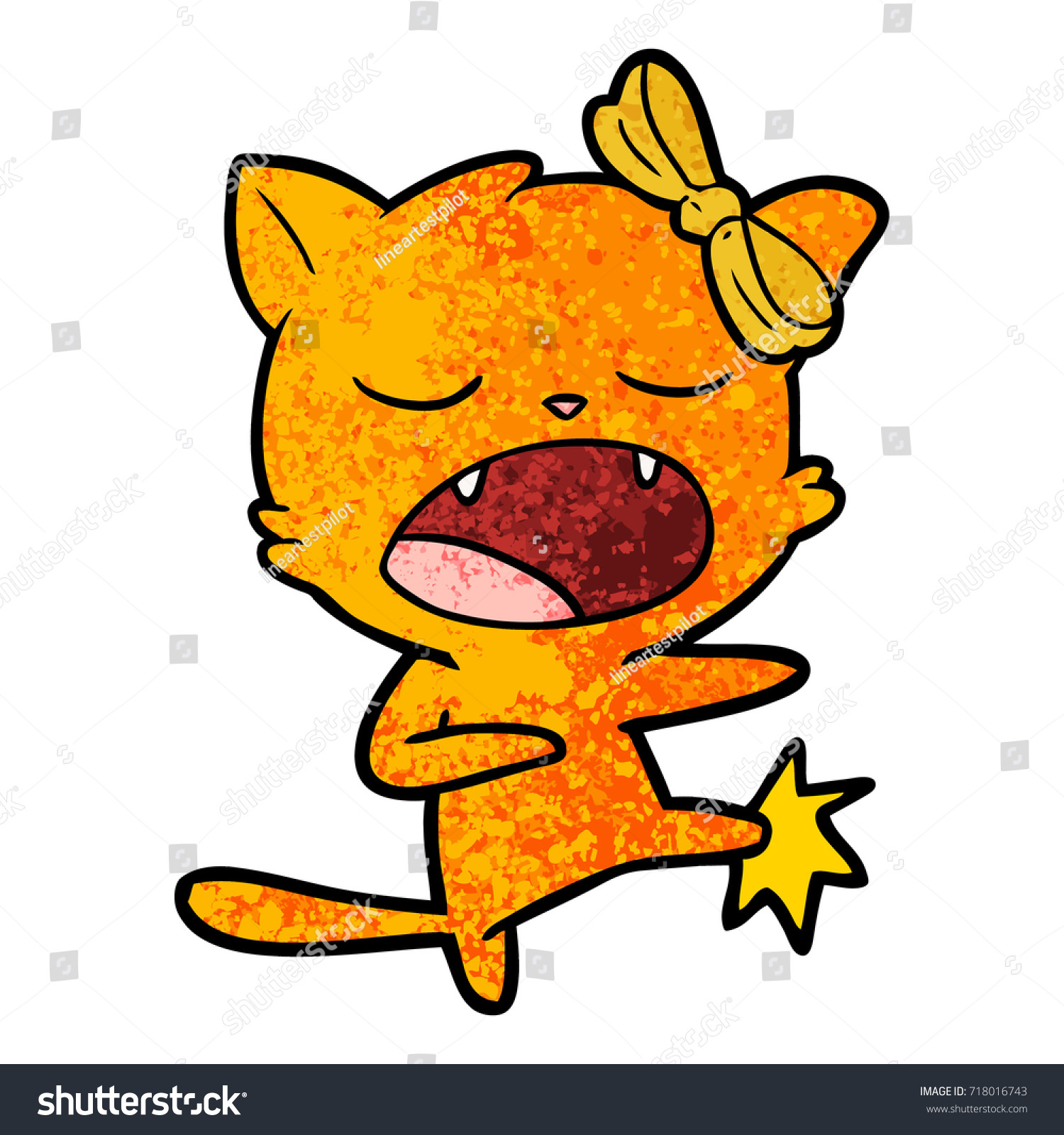Cartoon Kicking Cat Stock Vector (Royalty Free) 718016743 | Shutterstock