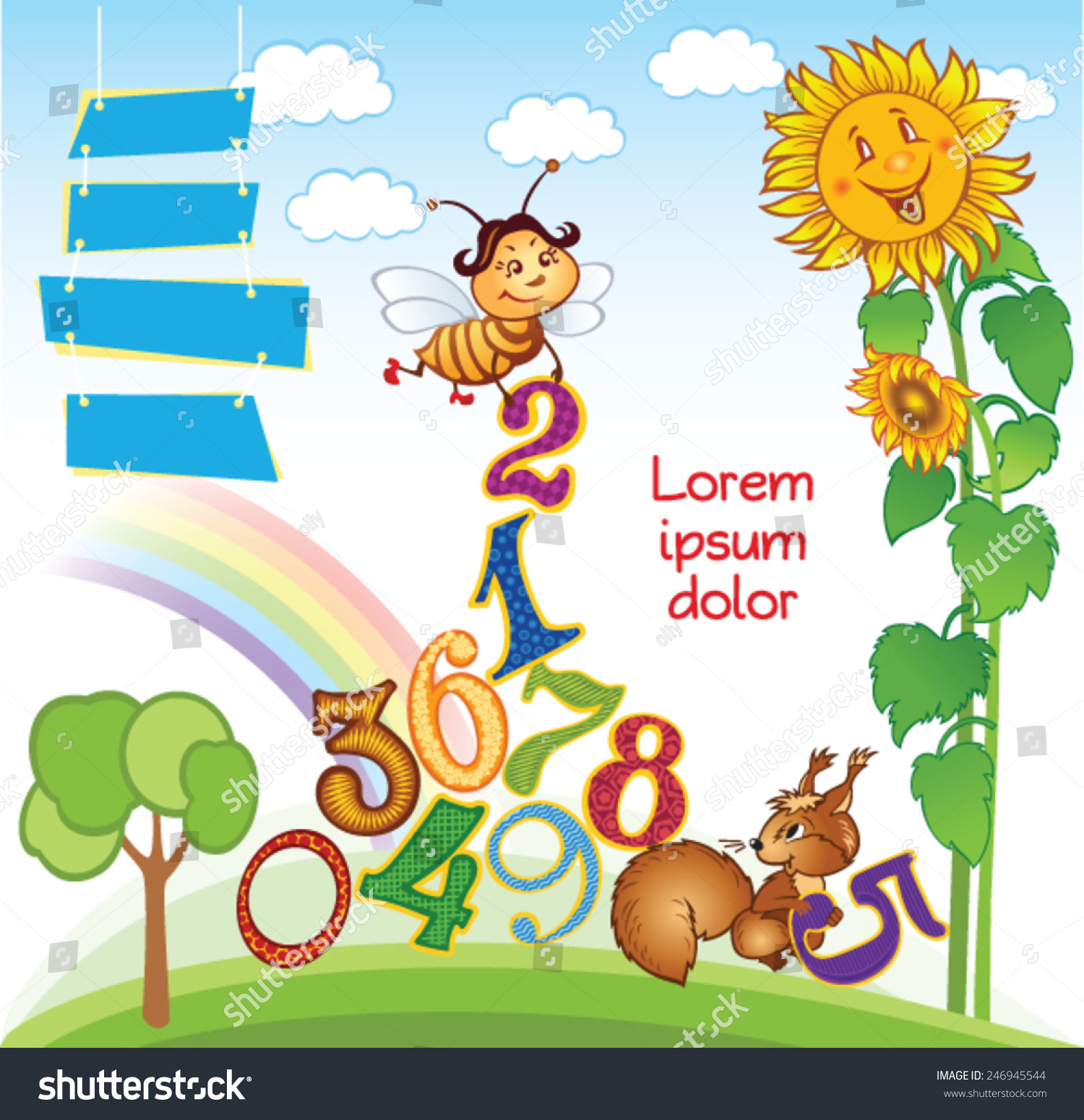 Cartoon Kid Template Numbers: เวกเตอร์สต็อก (ปลอดค่าลิขสิทธิ์) 246945544