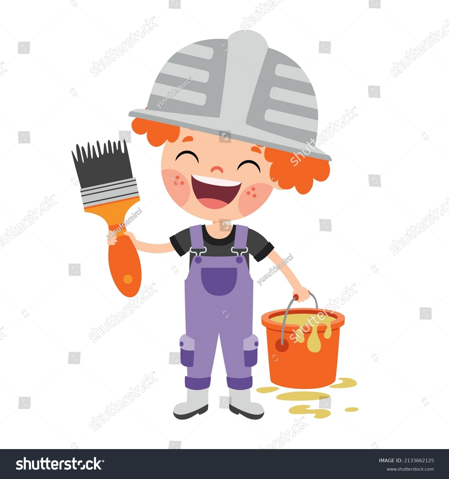 Cartoon Kid Construction Tools Stock Vector (Royalty Free) 2133662125 ...