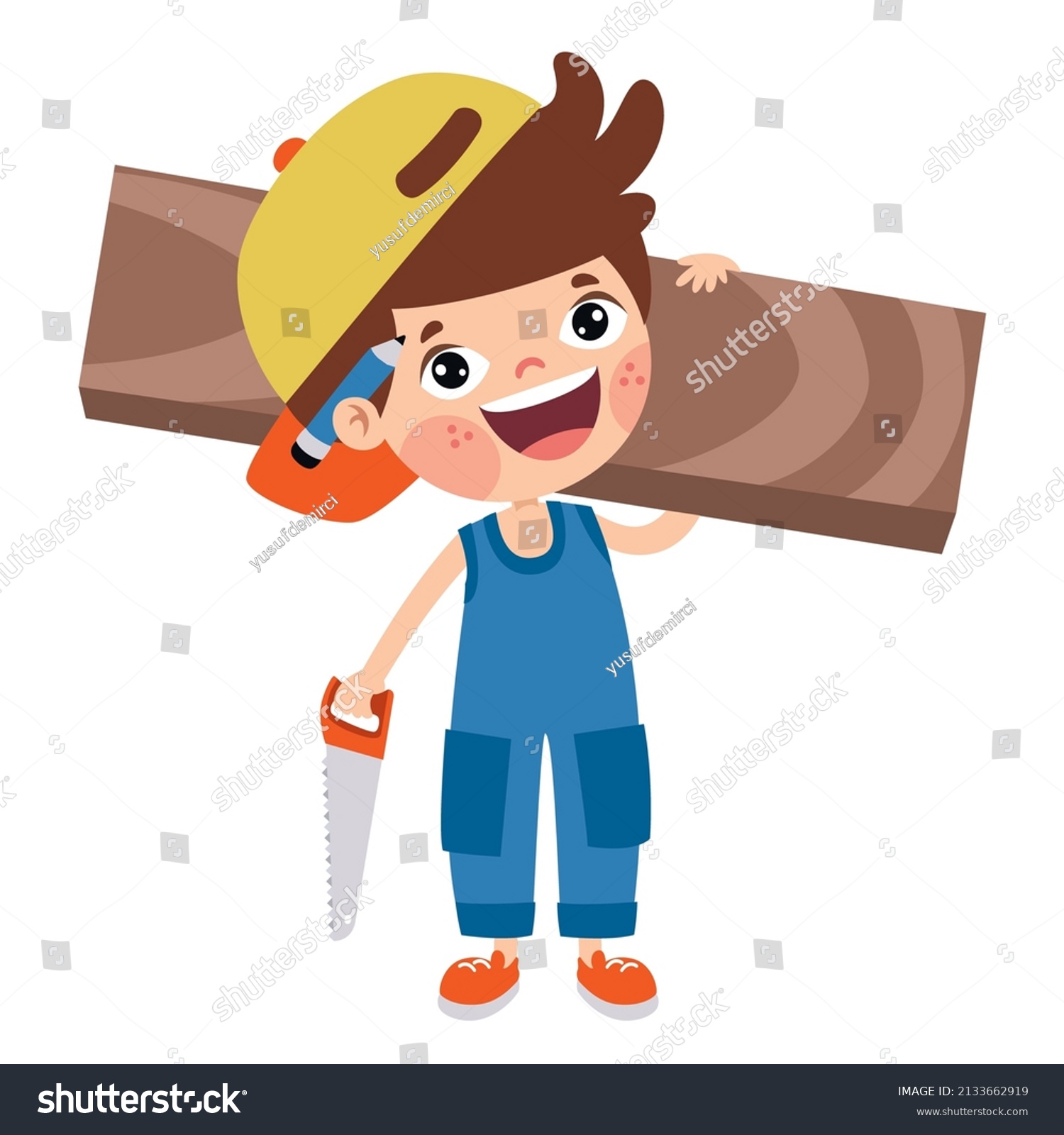 Cartoon Kid Construction Tools Stock Vector (Royalty Free) 2133662919 ...