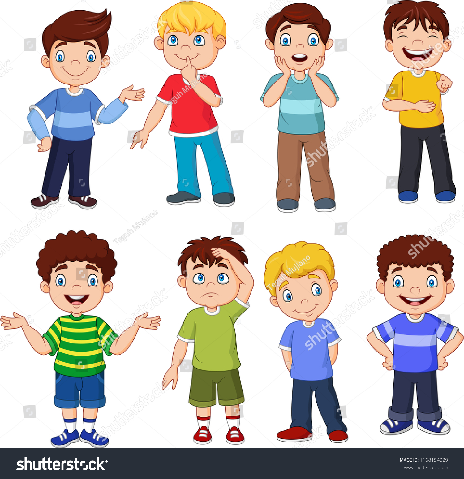Cartoon Kids Different Expression Stock Vector (Royalty Free) 1168154029