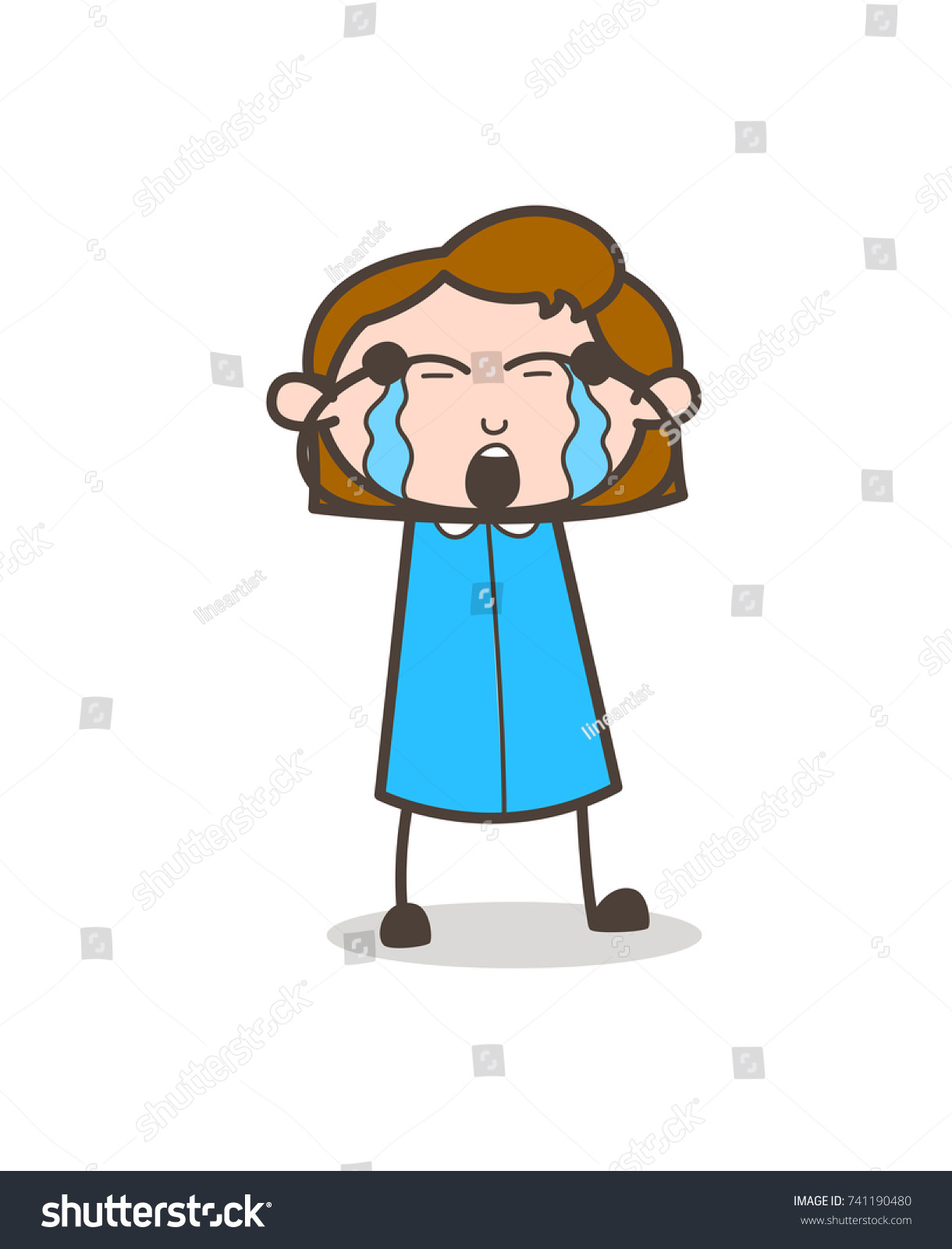 Cartoon Lady Crying Loudly Face Vector Stock Vector (Royalty Free ...