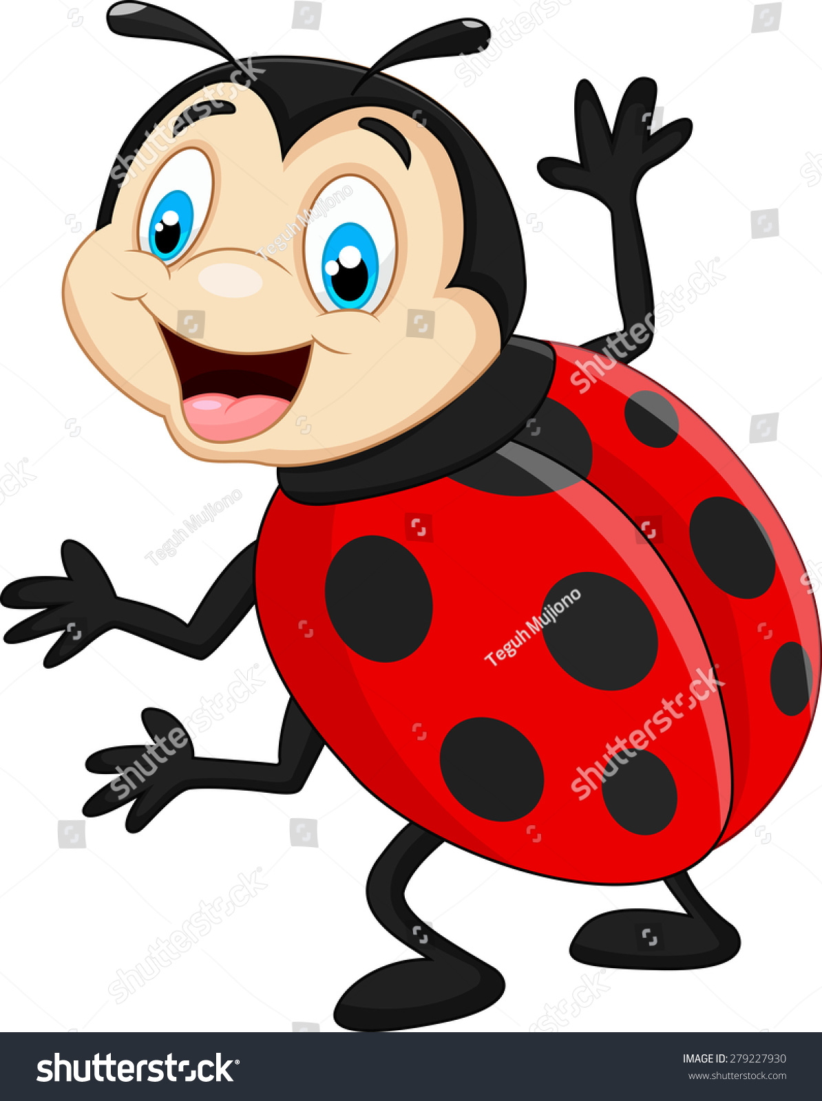 Cartoon Ladybug Waving Stock Vector Illustration 279227930 : Shutterstock