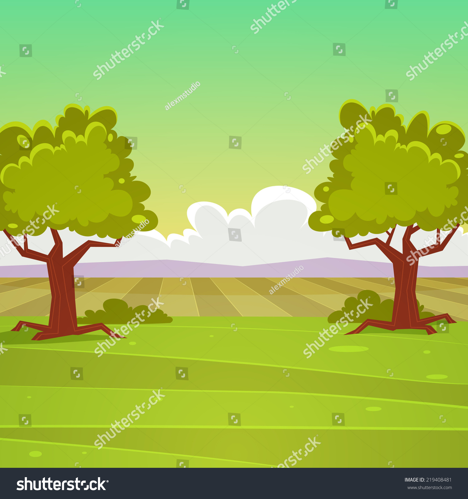 Cartoon Landscape Stock Vector (Royalty Free) 219408481