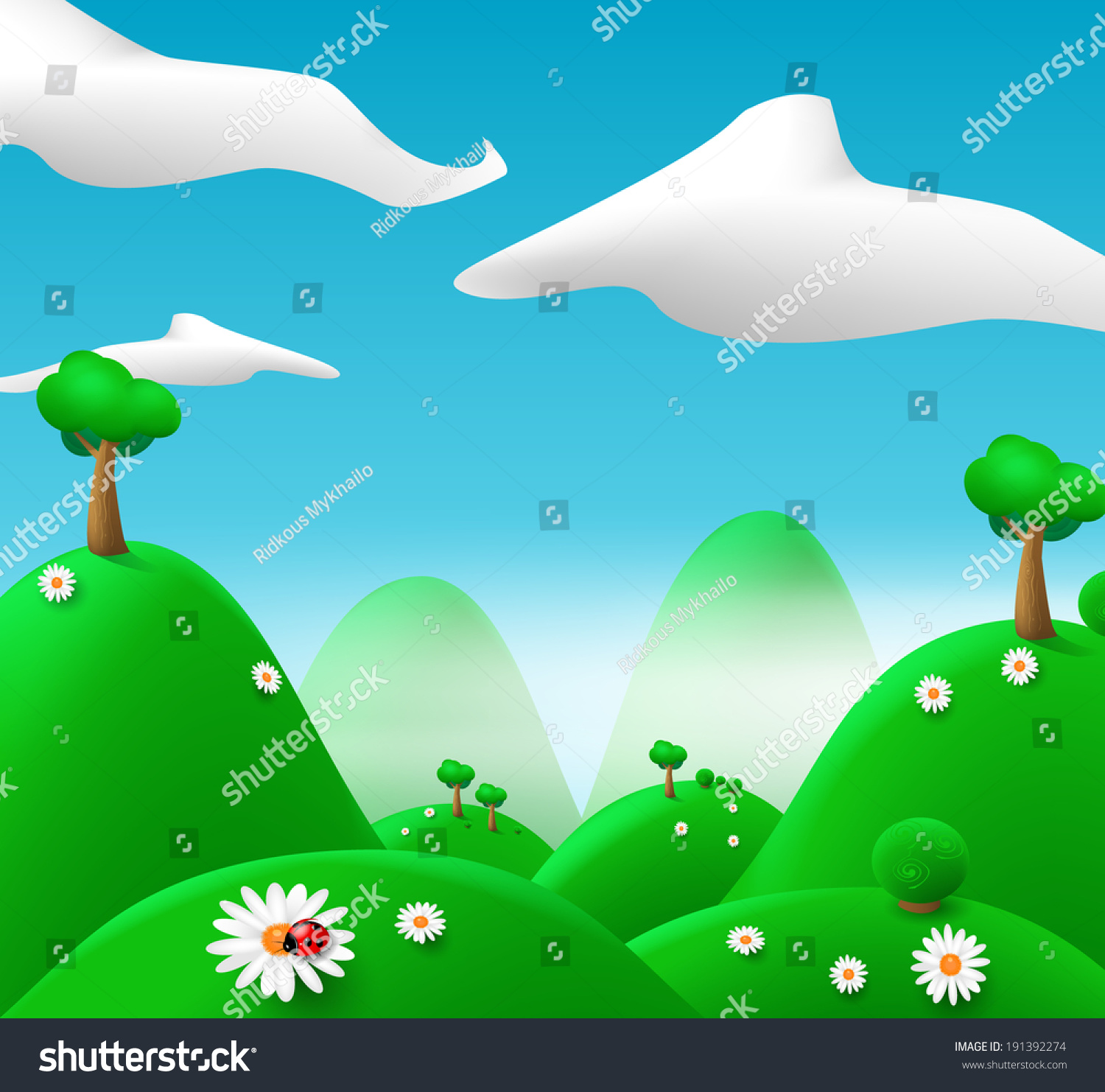Cartoon Landscape Vector Eps 10 Stock Vector (Royalty Free) 191392274