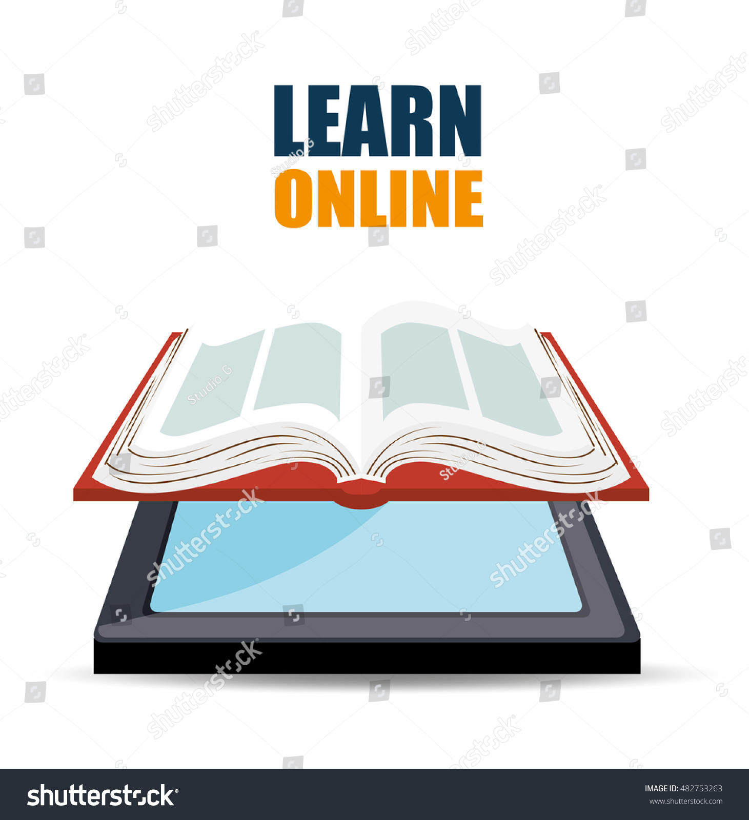 Cartoon Learn Online Ebook Design Isolated Stock Vector (Royalty Free ...