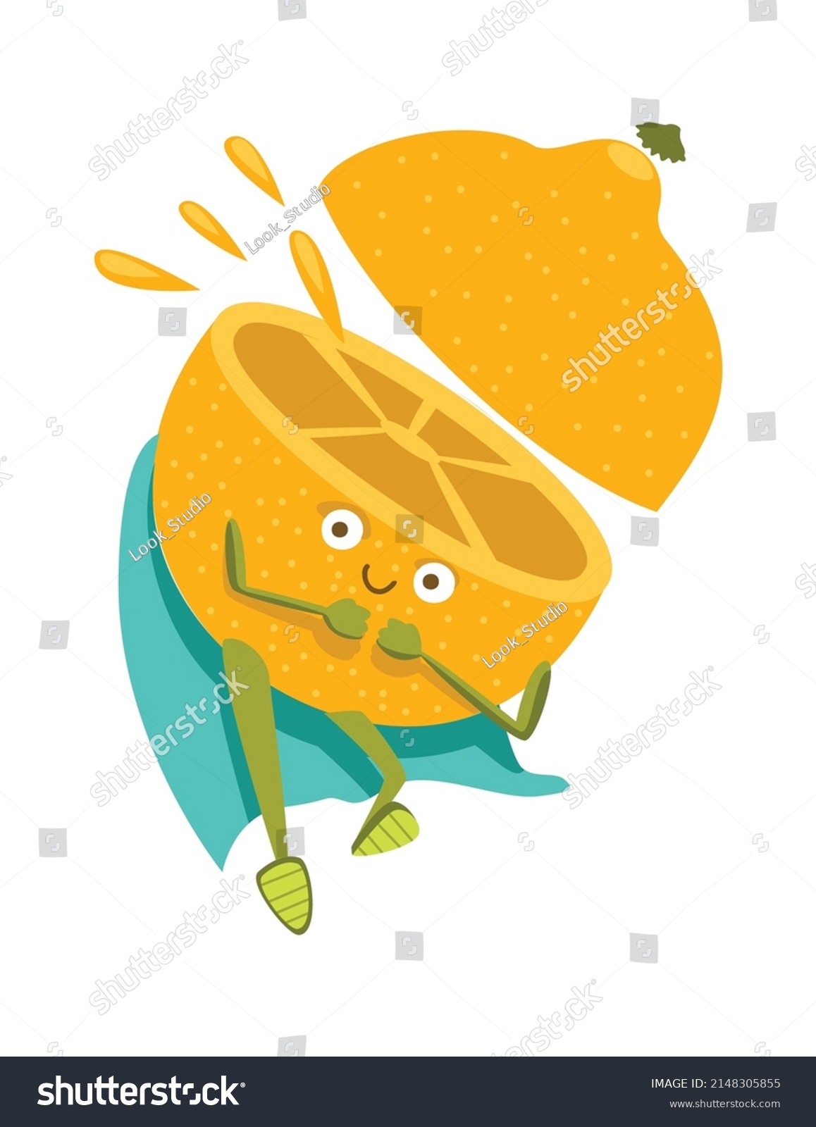 Cartoon Lemon Superhero Vector Illustration Stock Vector (Royalty Free ...