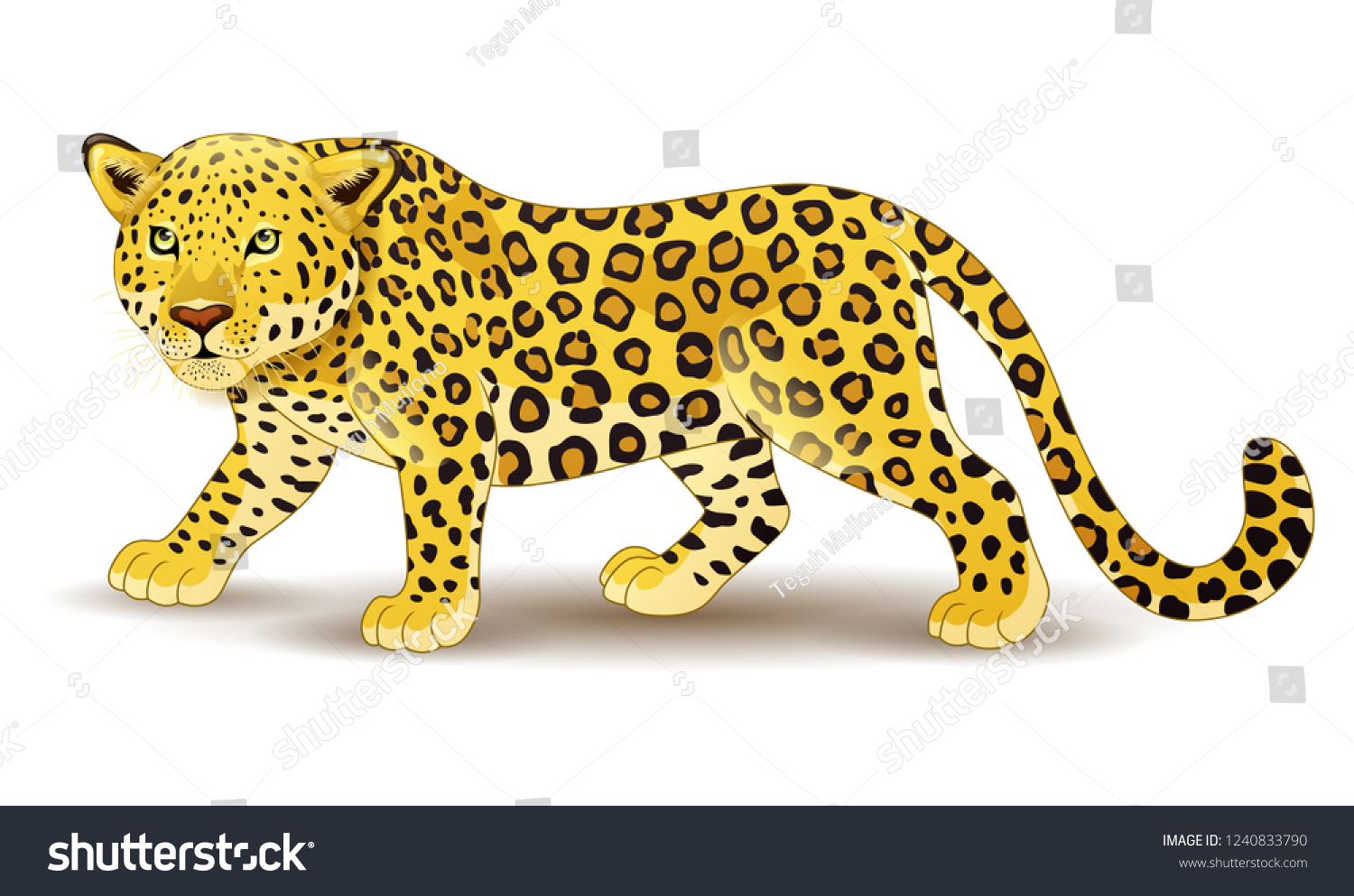 Cartoon Leopard Isolated On White Background Stock Vector (Royalty Free ...