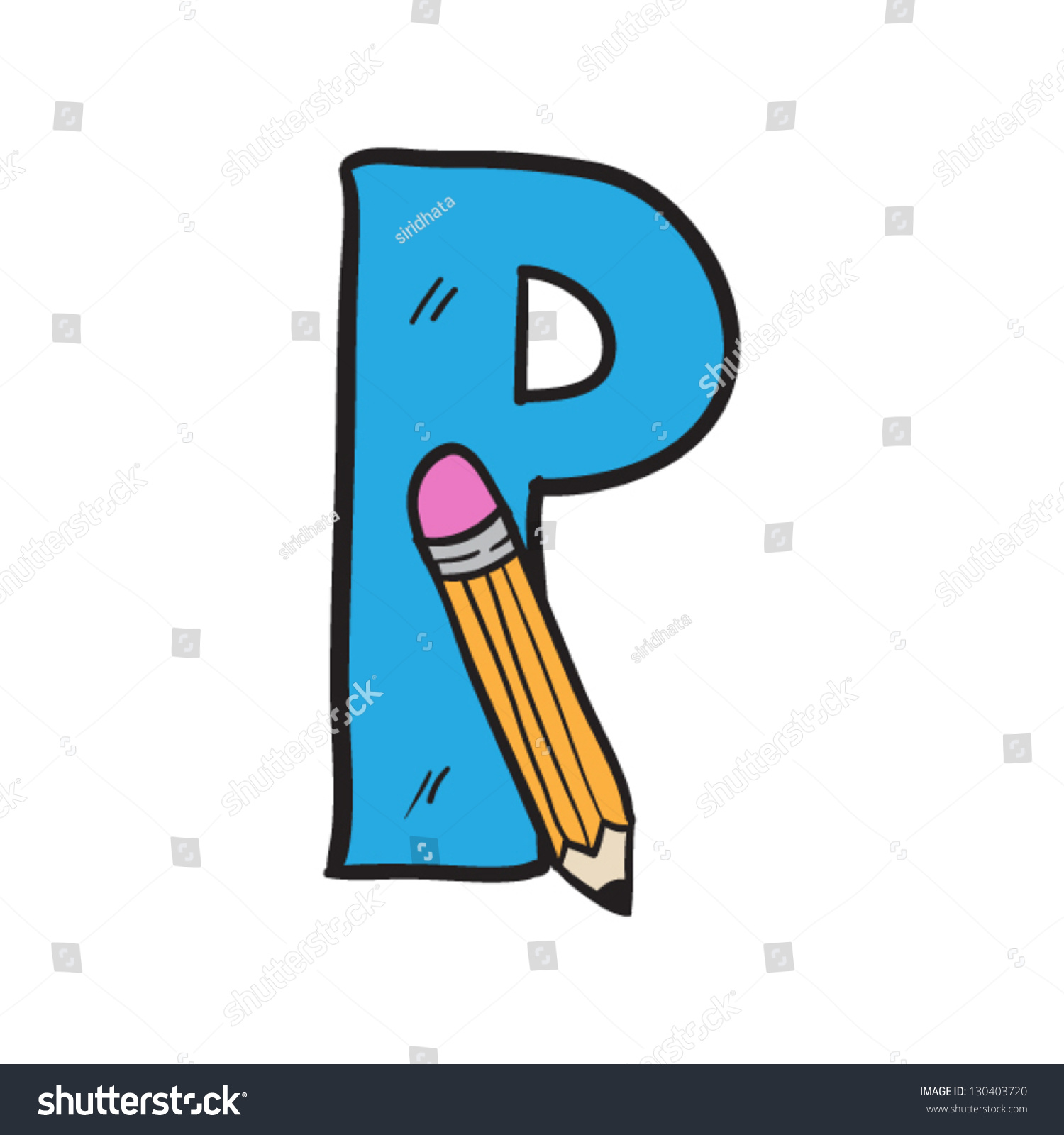 Cartoon Letter P: vector de stock (libre de regalías) 130403720 ...