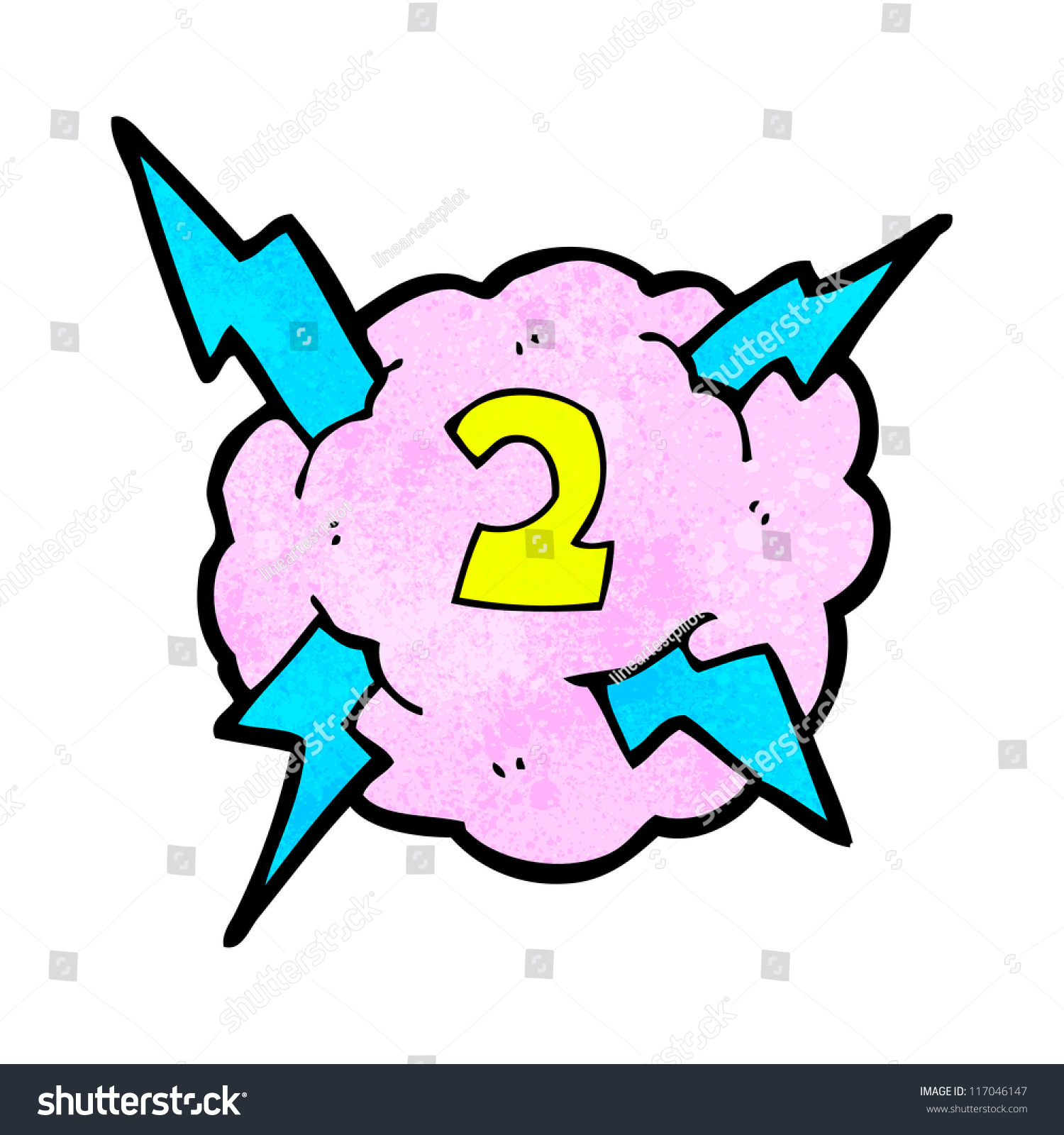 Cartoon Lightning Cloud Number 2 Stock Vector (Royalty Free) 117046147