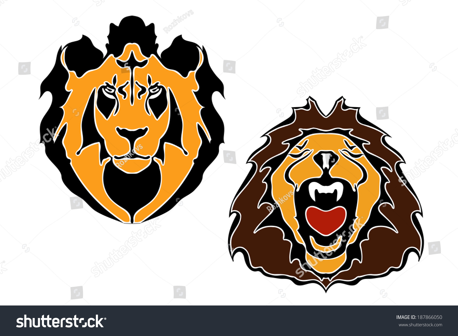 Cartoon Lions Head Stock Vector (Royalty Free) 187866050 | Shutterstock