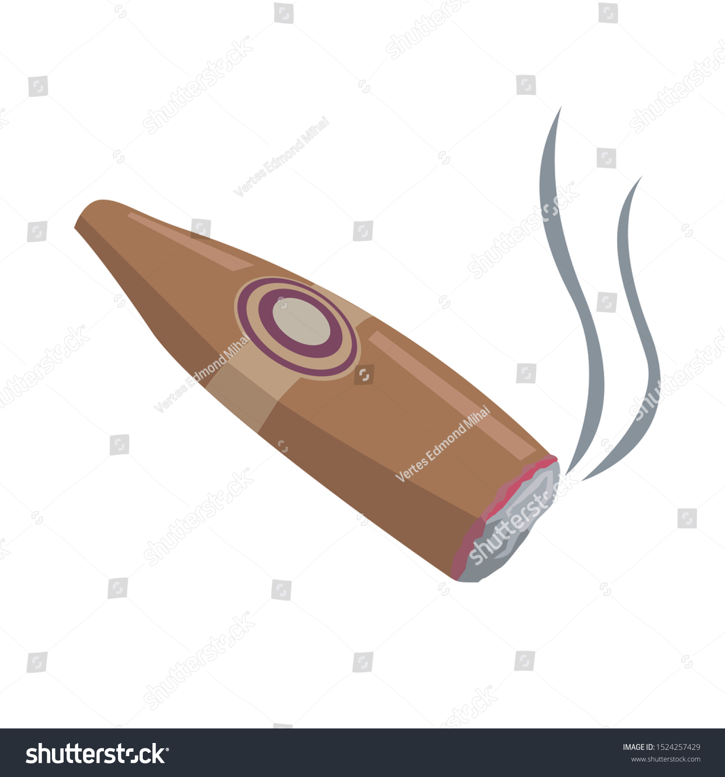 Cartoon Lit Cigar Smoke Vector Stock Vector (Royalty Free) 1524257429