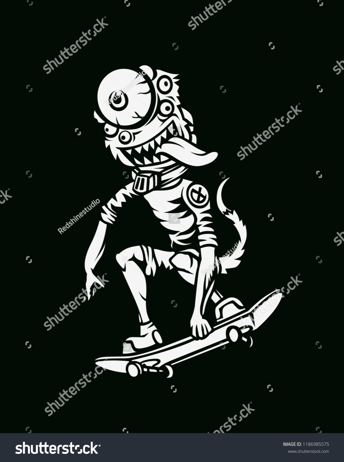 Cartoon Lizard Monster Vector Illustration Isolated Stock Vector ...