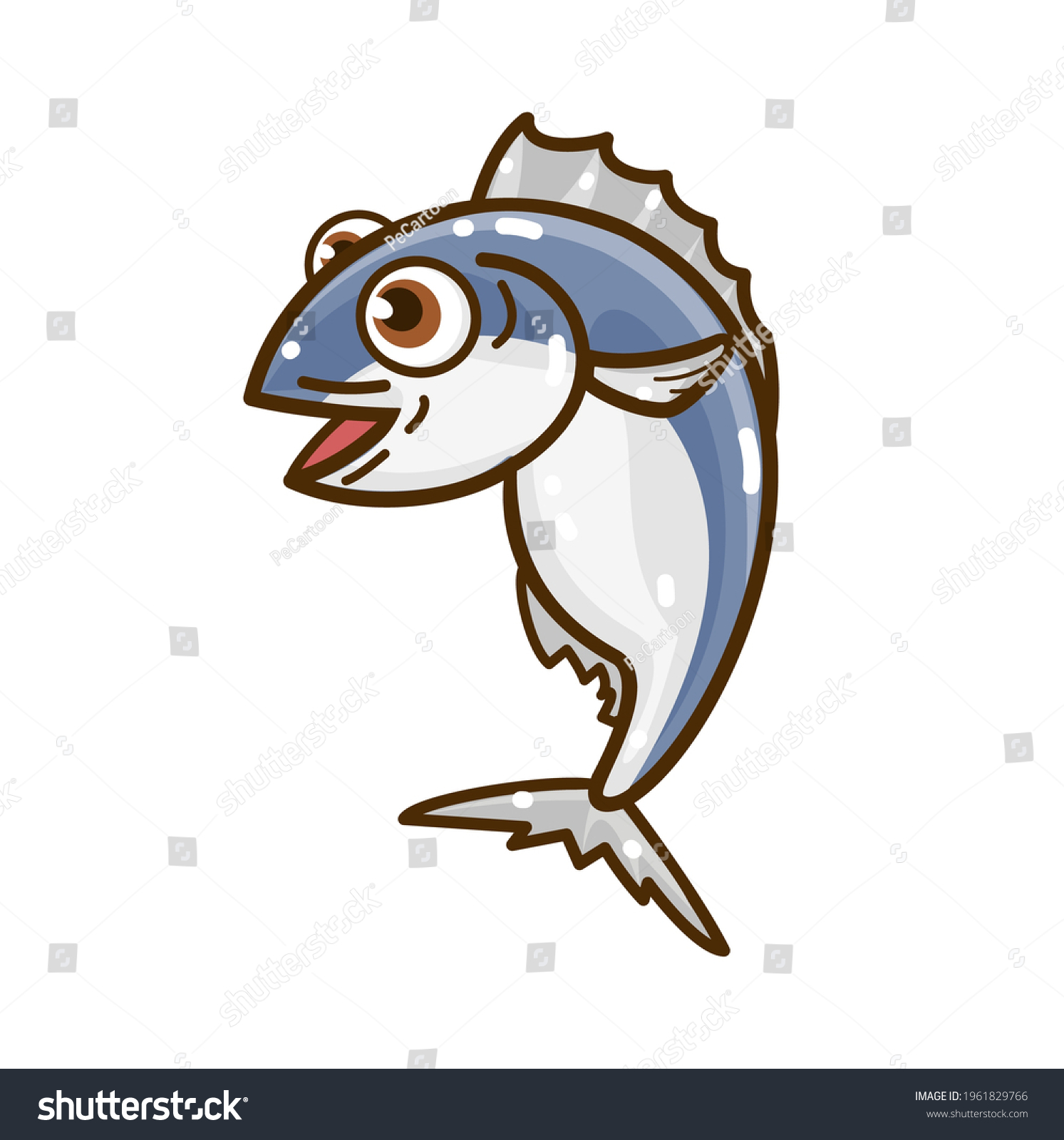Cartoon Mackerel On White Background Stock Vector (Royalty Free) 1961829766