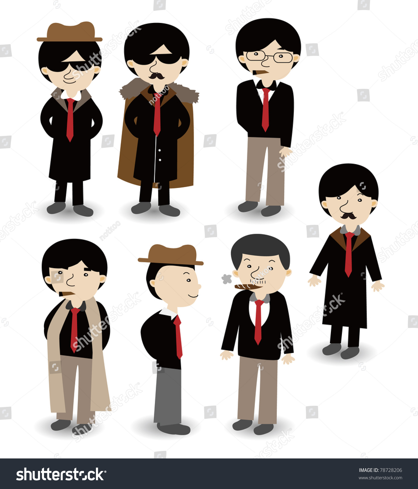 Cartoon Mafia Icon Set: vetor stock (livre de direitos) 78728206