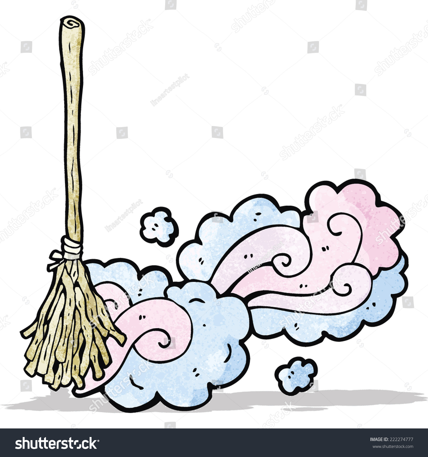 Cartoon Magic Broom Sweeping Stock Vector (Royalty Free) 222274777