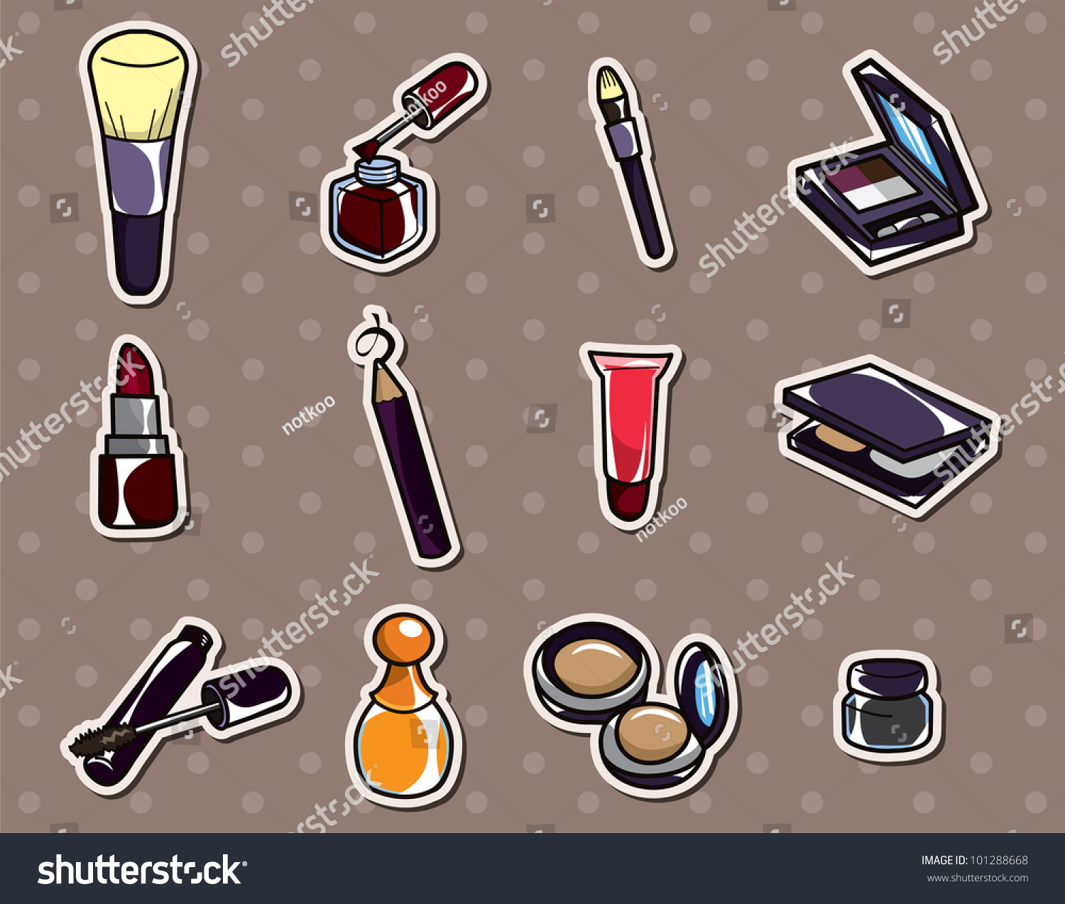 Cartoon Makeup Stickers Stock Vector (Royalty Free) 101288668