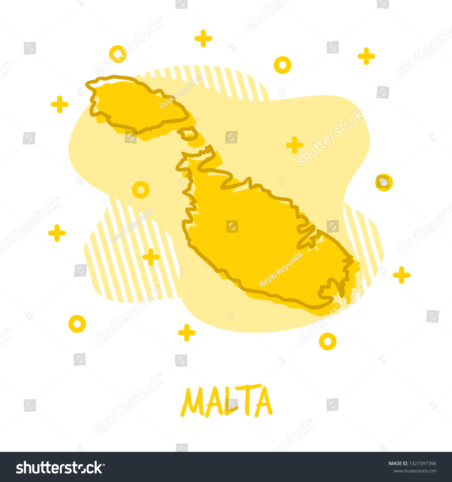 Cartoon Malta Map Stock Vector (Royalty Free) 1327397396