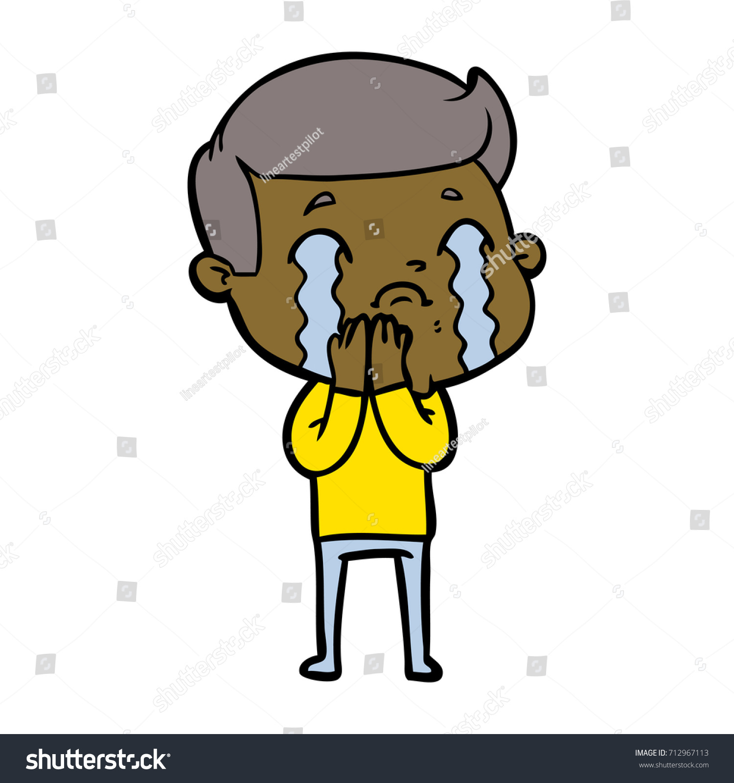 Cartoon Man Crying: เวกเตอร์สต็อก (ปลอดค่าลิขสิทธิ์) 712967113 ...