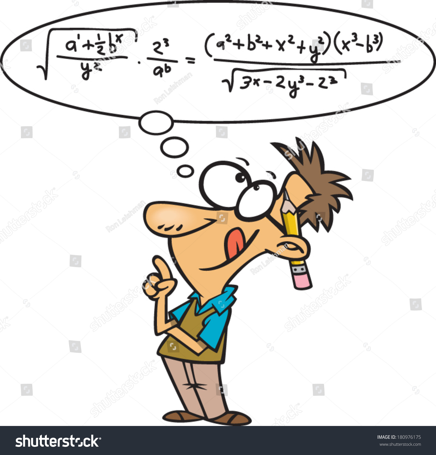 Cartoon Man Doing Math His Head: vector de stock (libre de regalías ...