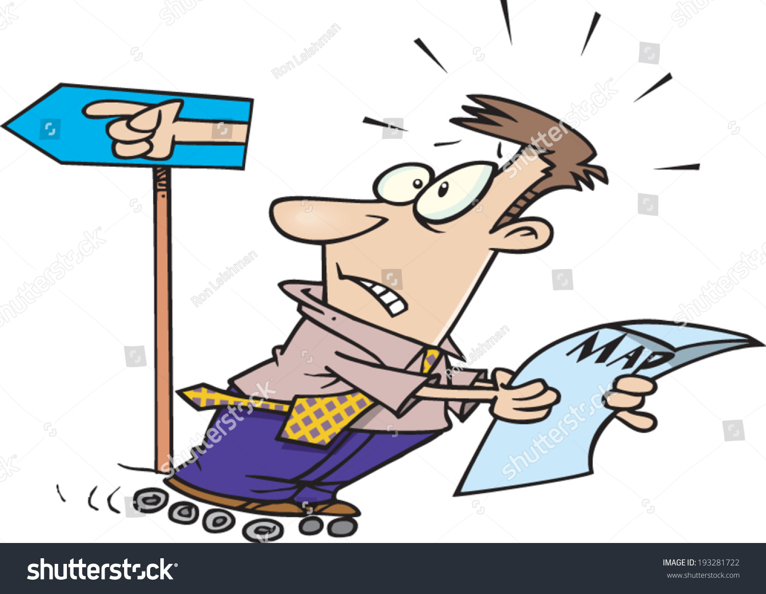 Cartoon Man Going Wrong Way Stock Vector (Royalty Free) 193281722 ...