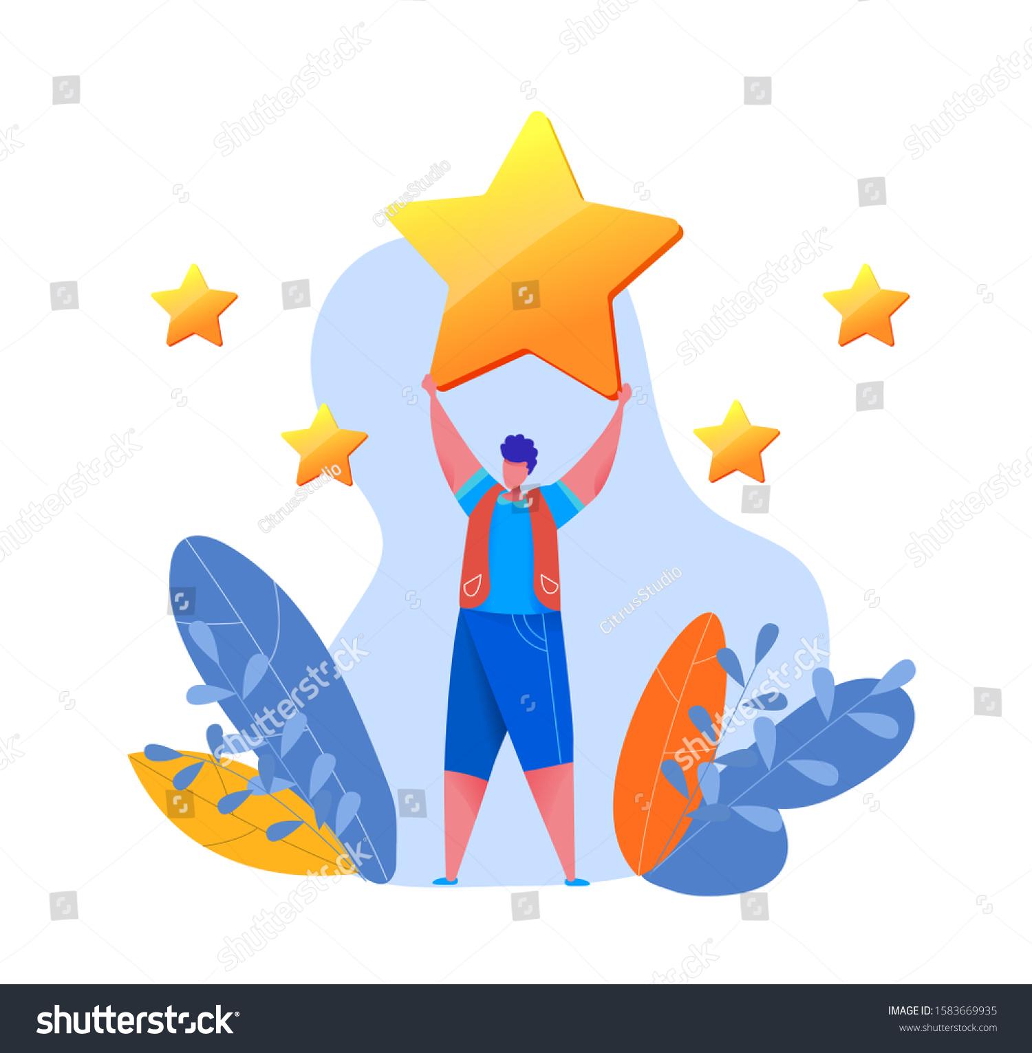 Cartoon Man Holding Big Golden Star Stock Vector (Royalty Free) 1583669935