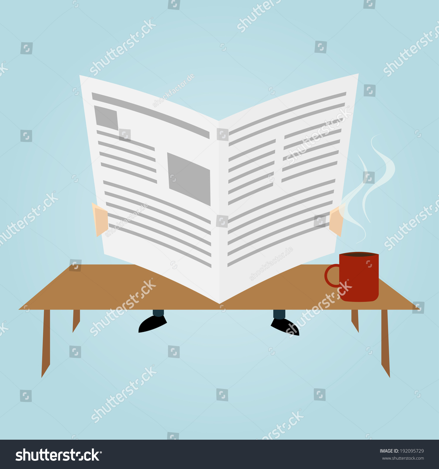 Cartoon Man Reading Newspaper Stock Vector (Royalty Free) 192095729