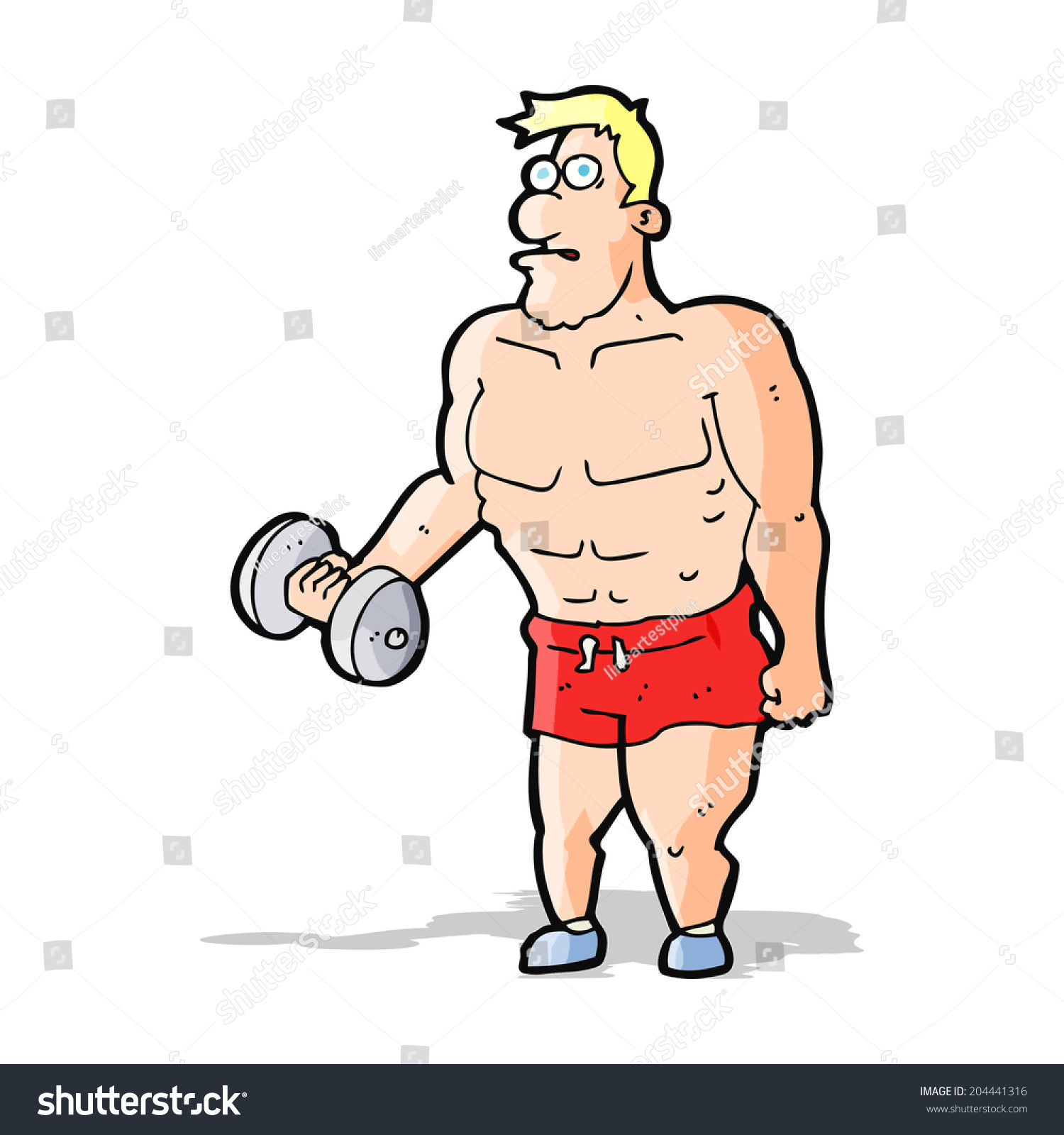 Cartoon Man Lifting Weights Stock Vector (Royalty Free) 204441316 ...