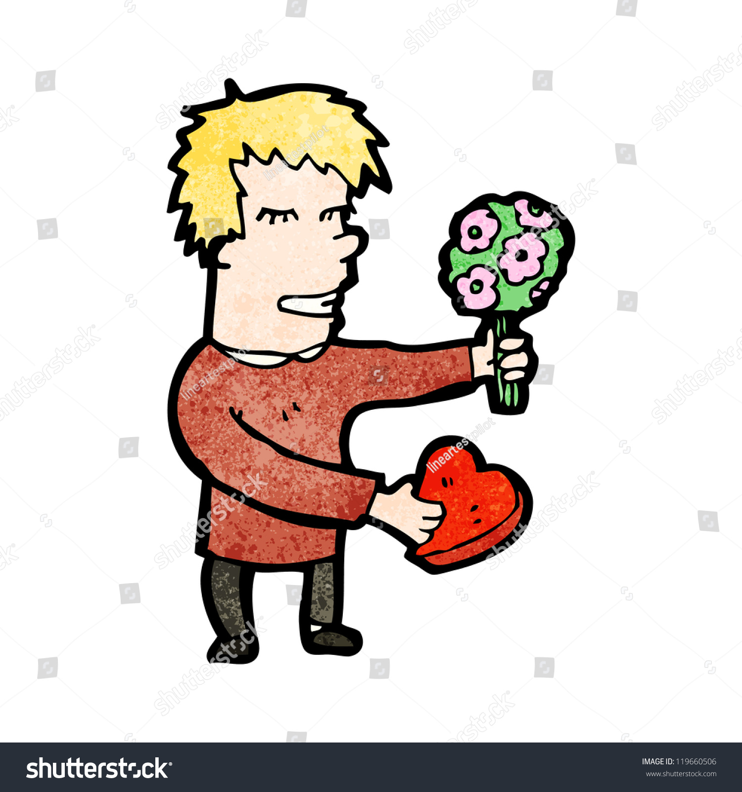 Cartoon Man On First Date Stock Vector (Royalty Free) 119660506 ...