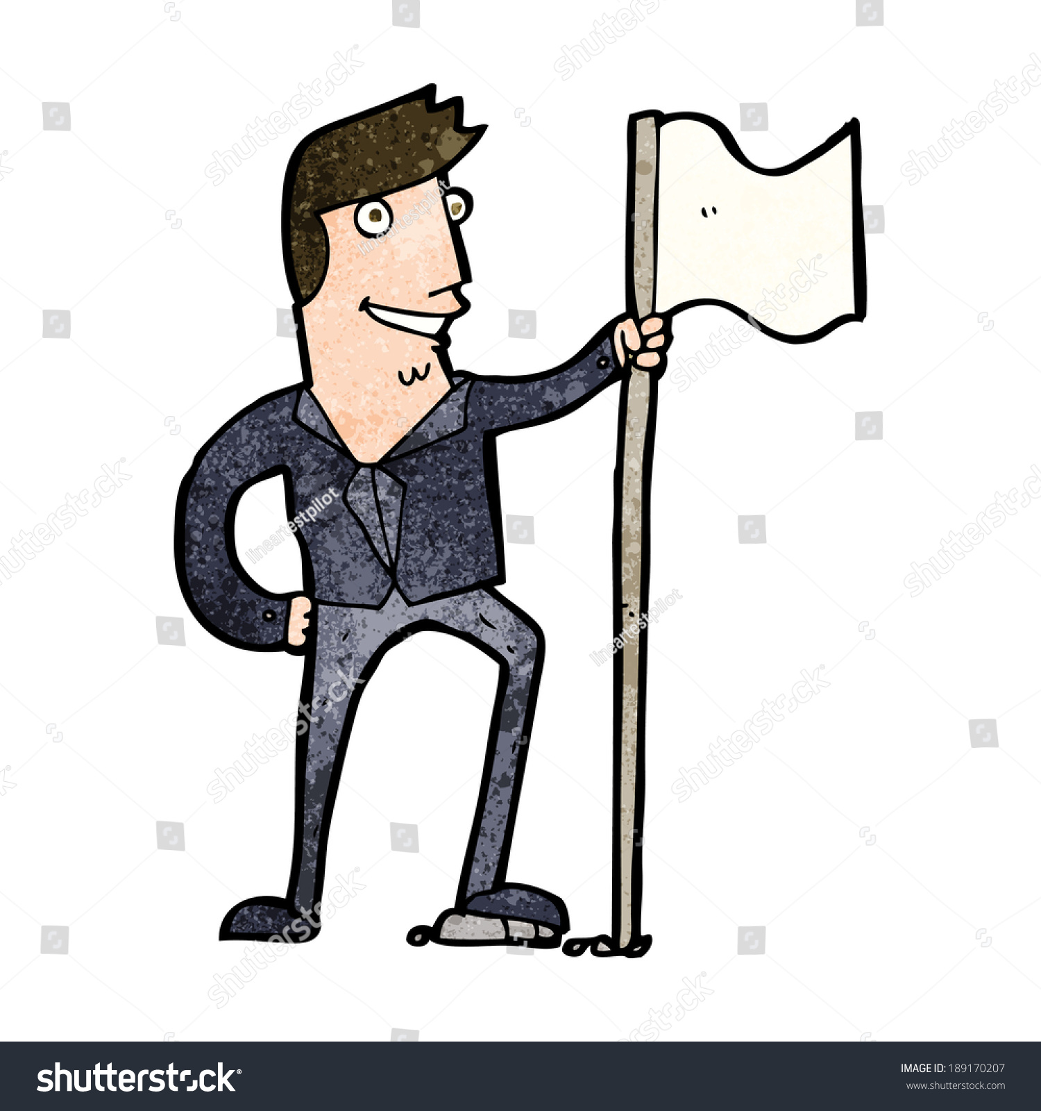 Cartoon Man Planting Flag Stock Vector (Royalty Free) 189170207