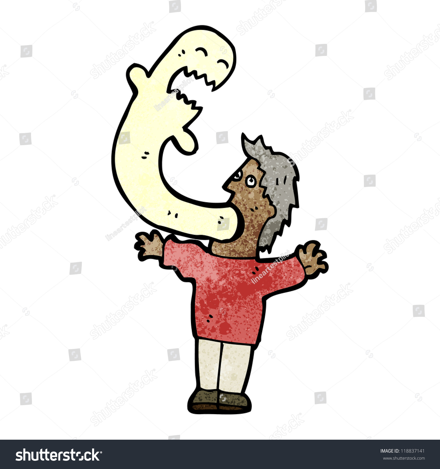 Cartoon Man Possessed By Ghost Stock Vector (Royalty Free) 118837141