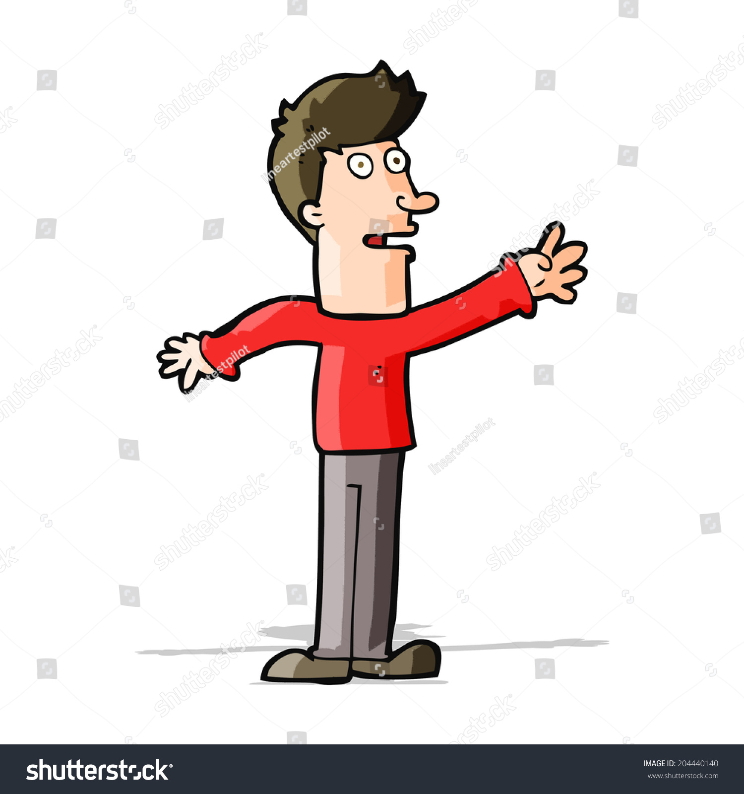 Cartoon Man Reaching: เวกเตอร์สต็อก (ปลอดค่าลิขสิทธิ์) 204440140 ...